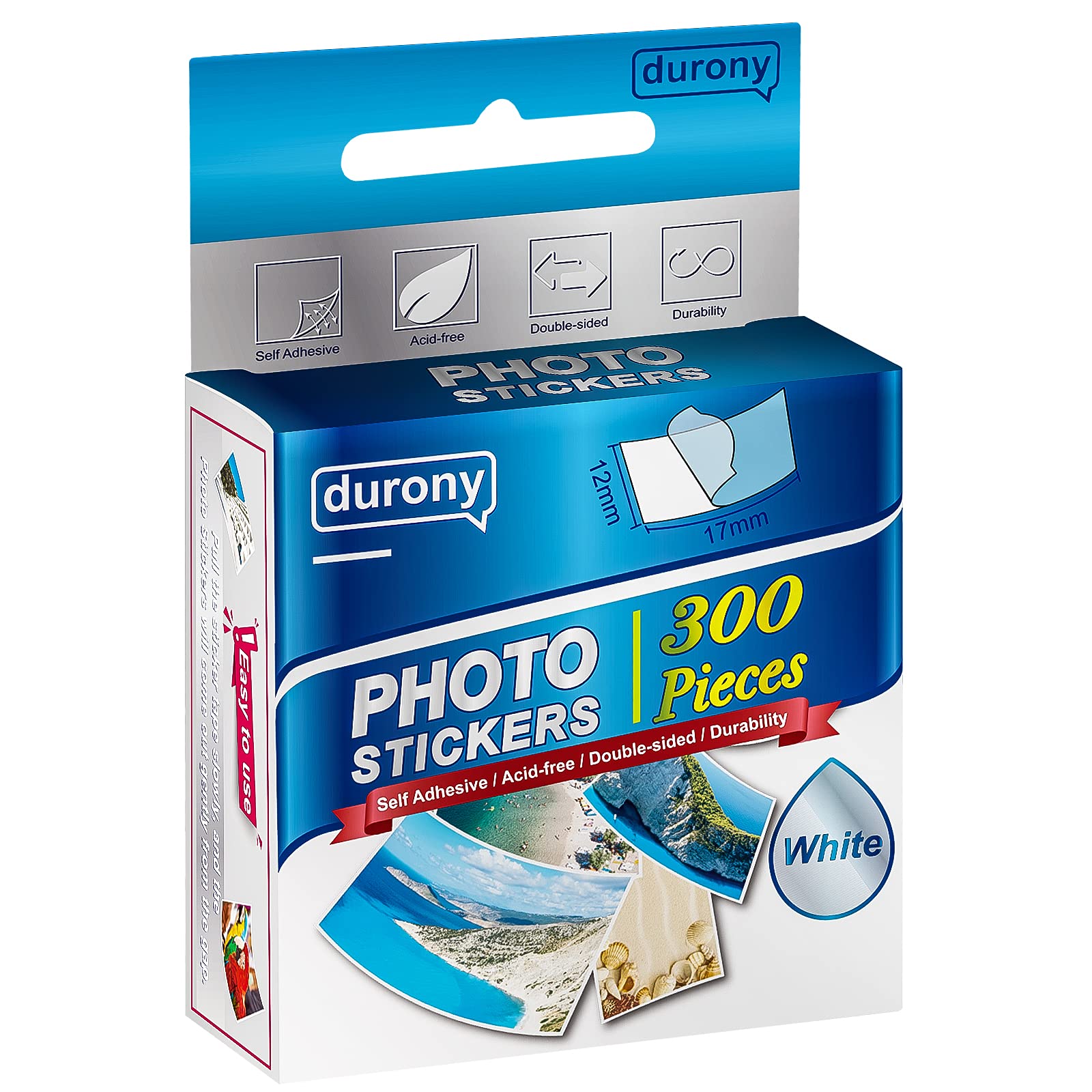 Amazon.com: Durony 300 Pieces Photo Sticker White Double-Sided Self ...