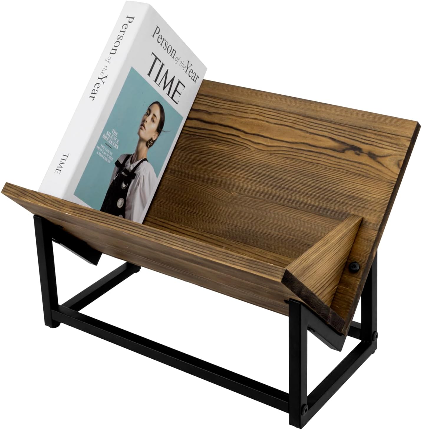 Amazon.com: MyGift Rustic Burnt Wood Tabletop Bookshelf with Tilted ...