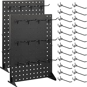 Amazon.com: Alffun 2Pcs Pegboard Display Racks with 24 Peg Hooks for ...