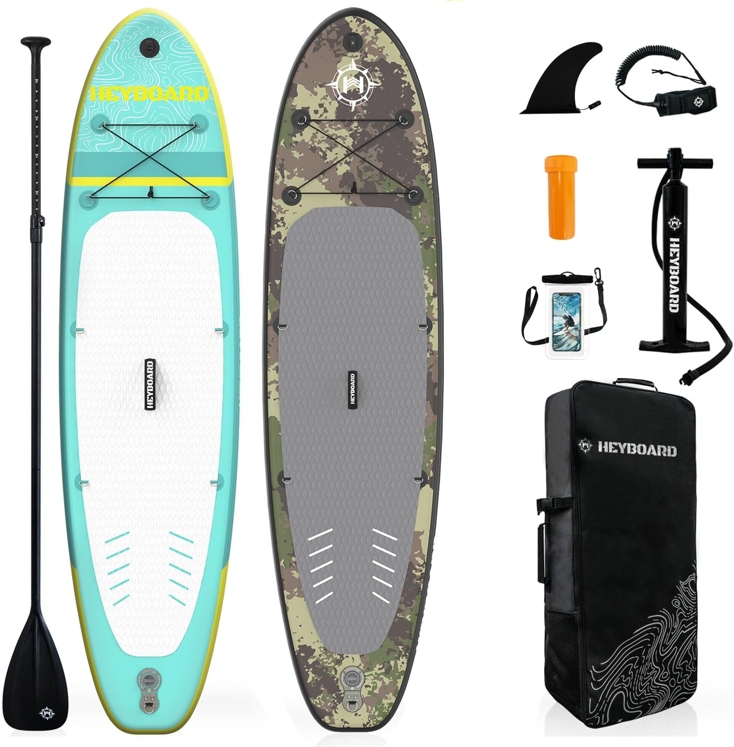 Amazon.com : 2-Pack HEYBOARD Inflatable Stand Up Paddle Board 10'6"x32 ...