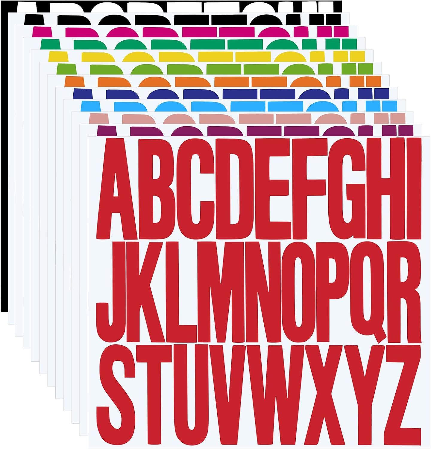 Amazon.com: 3 inch 12 Sheets Alphabet Stickers, 12 Colors Self Adhesive ...