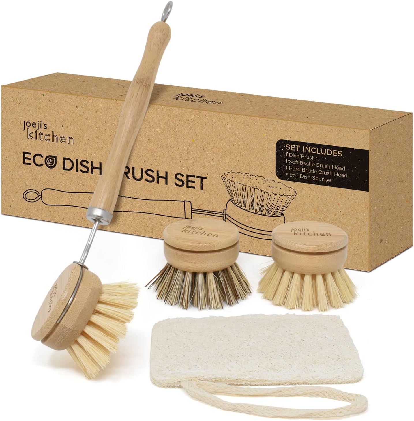 Elliott Wooden dish brush with Natural tampico fibres, Long reach ...