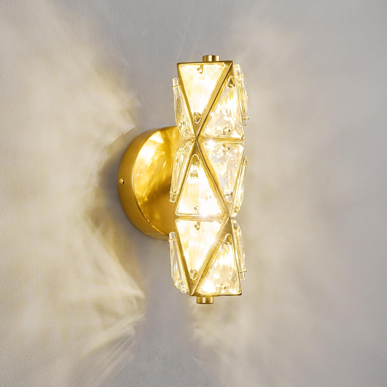 ADCTHOME Gold Crystal Wall Sconce, Modern LED sconces Wall Lighting ...