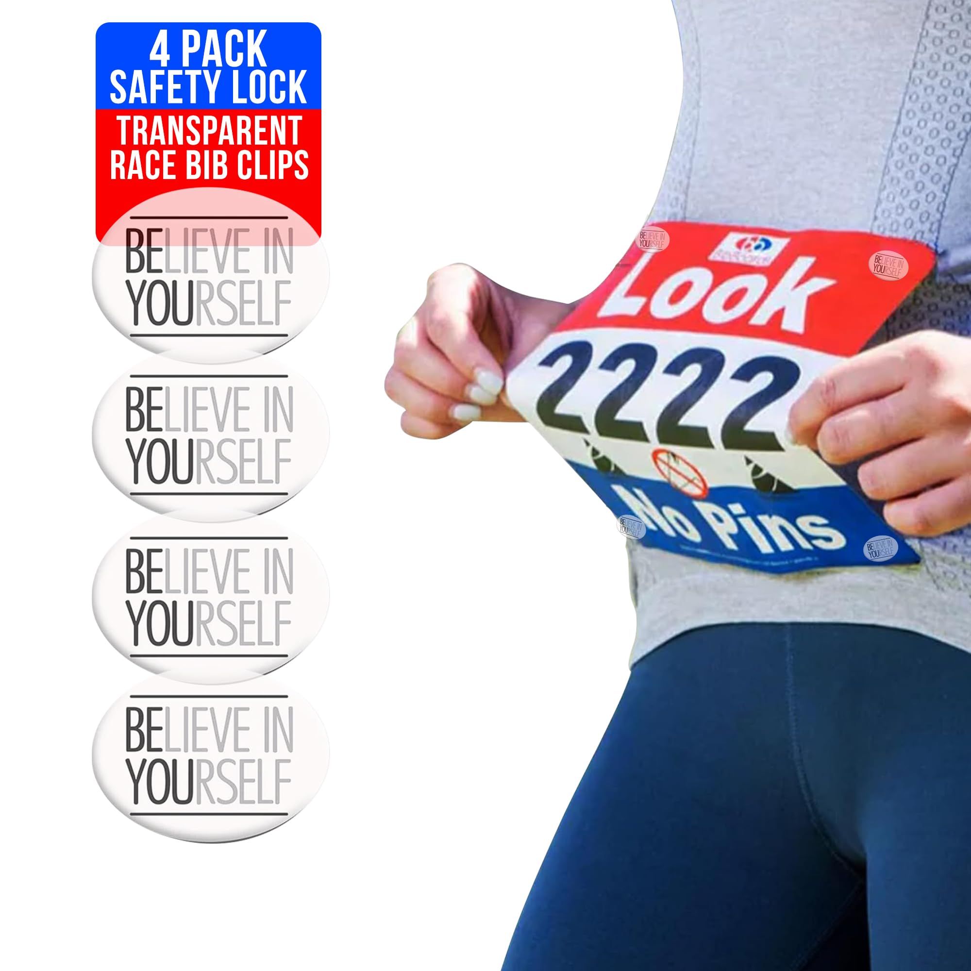Amazon.com: bibSNAPS Clear Race Bib Clips - Safety Lock Fasteners ...