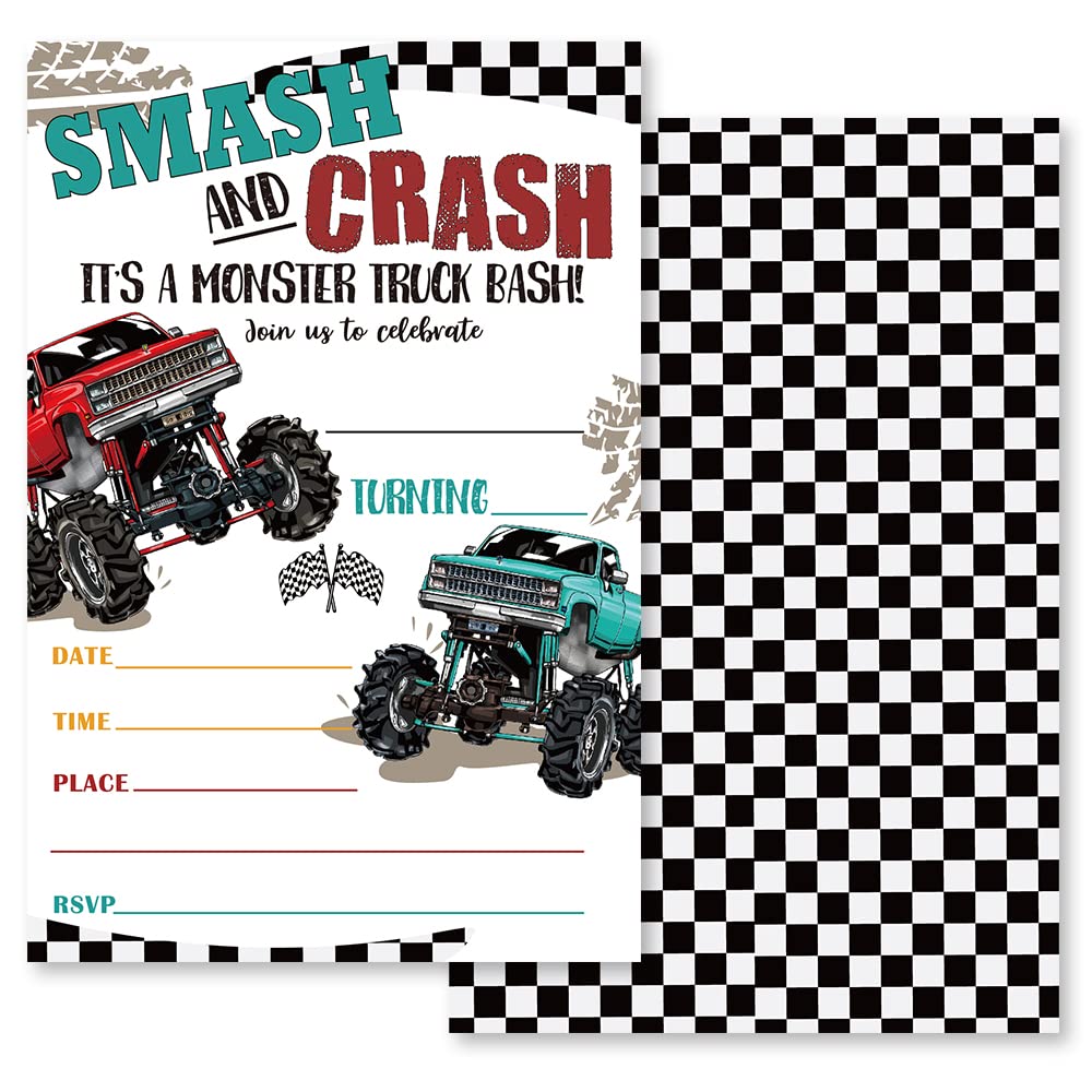 Amazon.com : Grace Yonks Smash And Crash Invitation, Truck Birthday ...