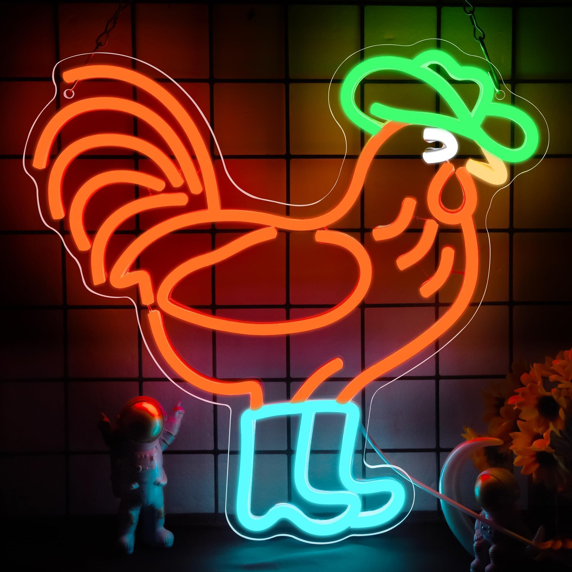 Amazon.com : Chicken Rooster Neon Sign for Wall Decor Cowboy Cock LED ...