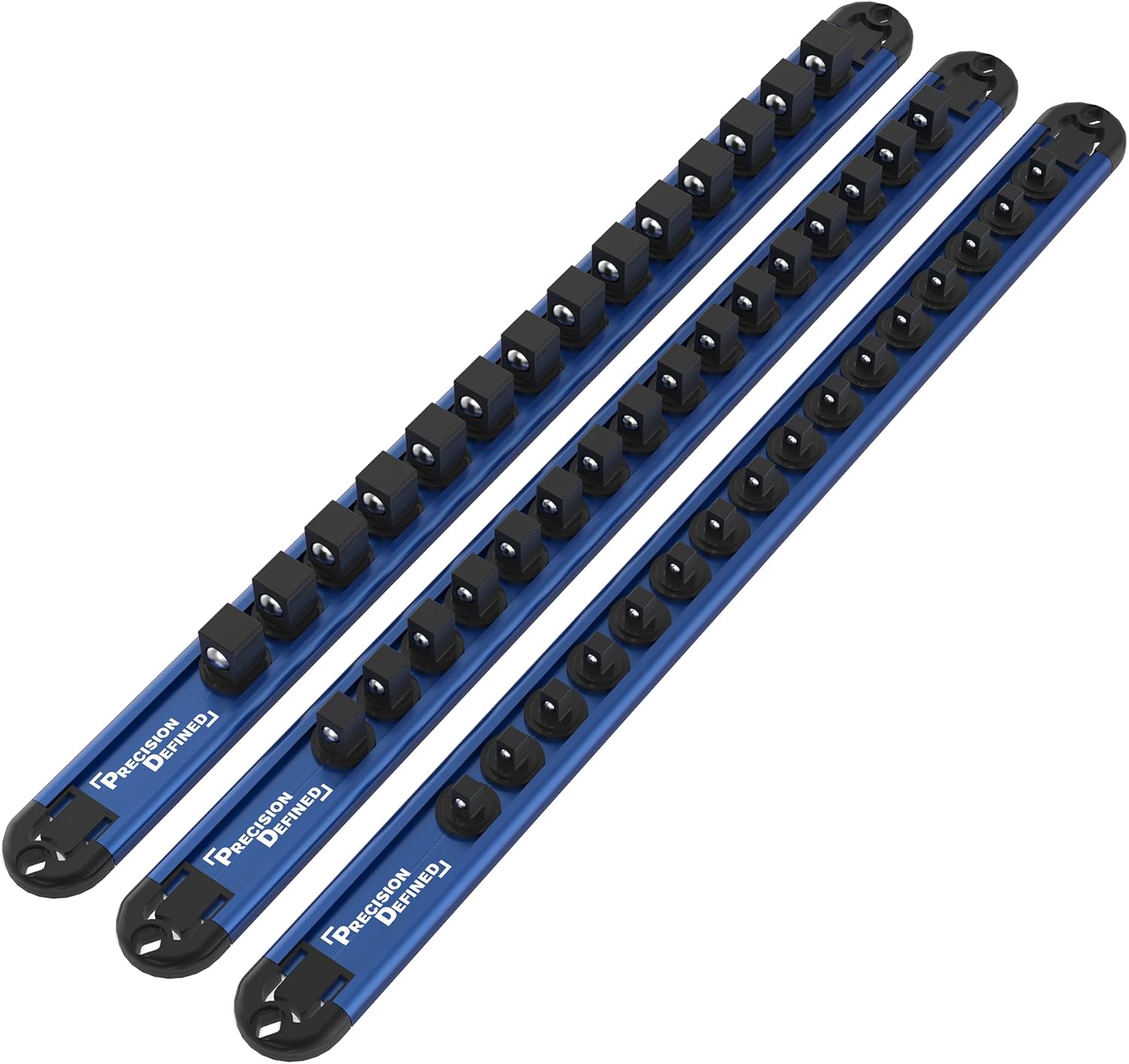 Precision Defined Aluminum Tool Socket Holder 3-Piece Set | Blue, 1/4 ...