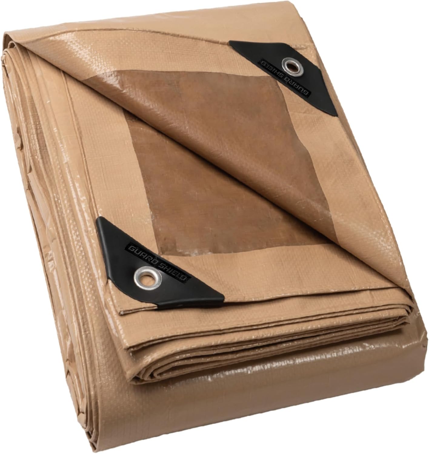 GUARD SHIELD Beige Tarpaulin 2m x 2m Waterproof Tarp with Eyelets UV ...