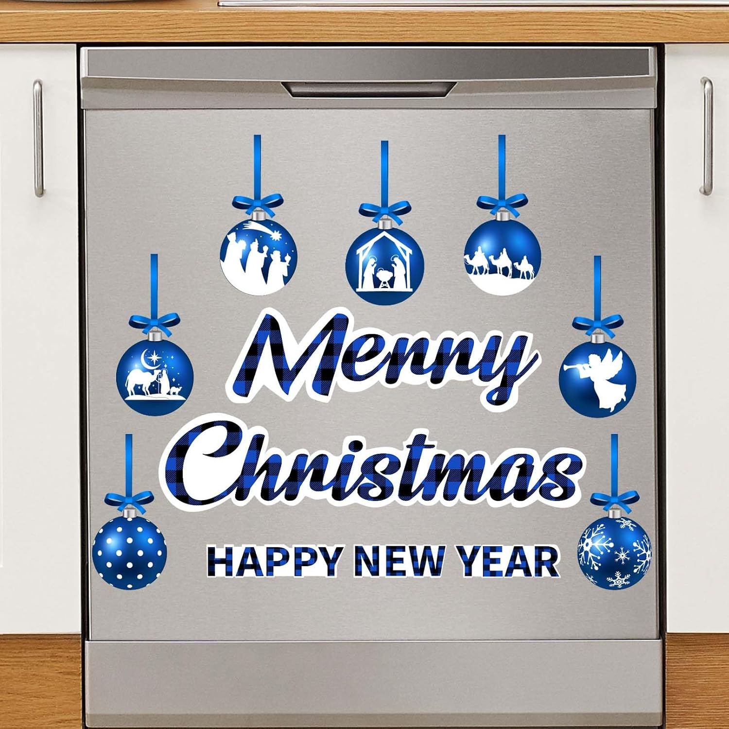 Amazon.com: Christmas Refrigerator Magnets - Blue Merry Christmas ...
