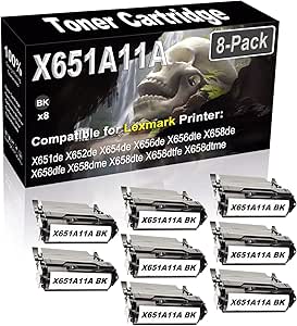 Amazon.com: SINIYA 8-Pack (Black) Compatible High Yield X651A11A Laser ...