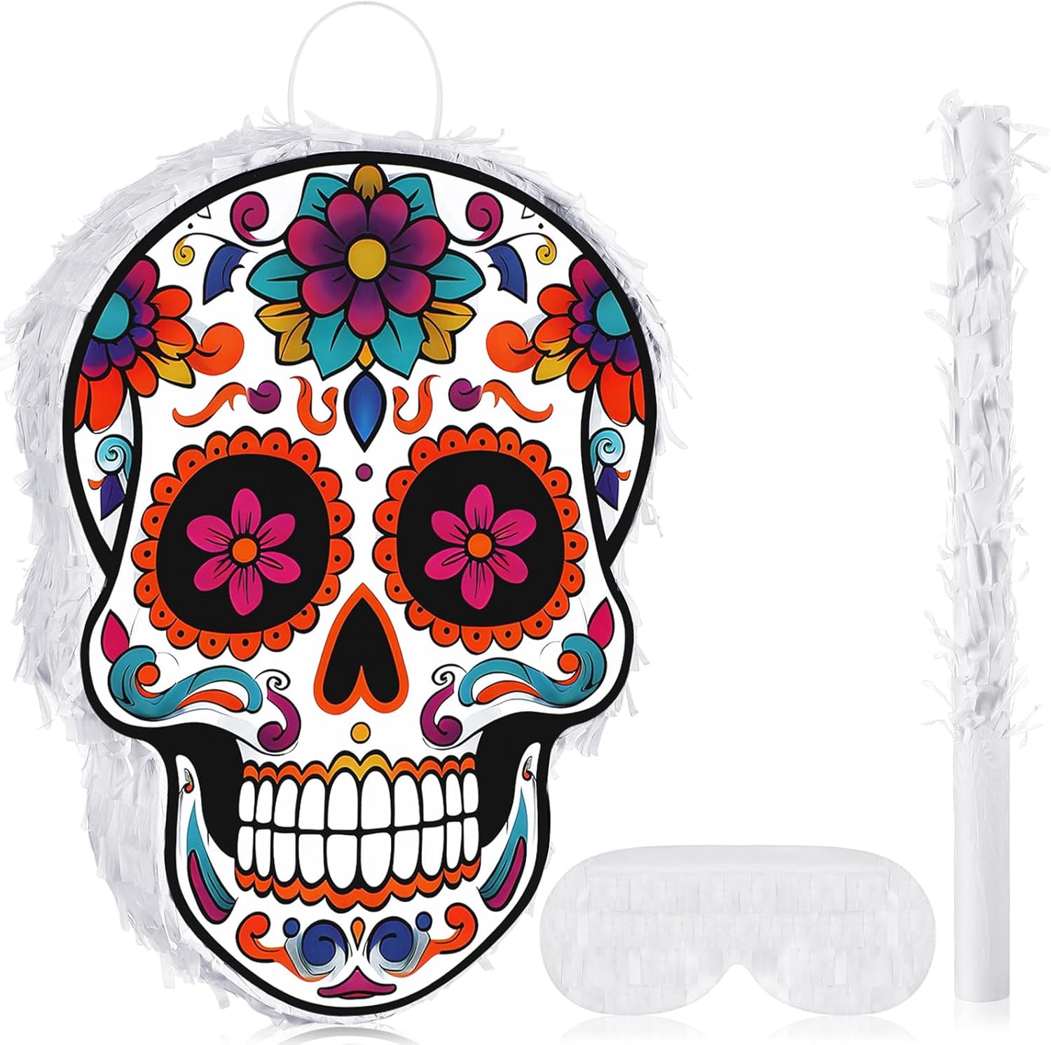Amazon.com: Lewtemi 3 Pcs Halloween Skull Piñata Day of The Dead Sugar ...