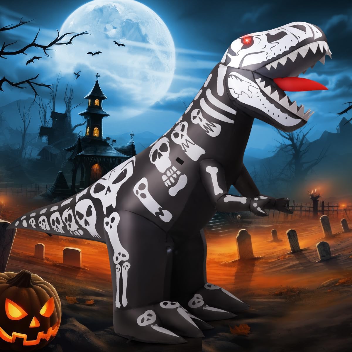Amazon.com: GOOSH 7 FT Halloween Inflatable Hanging Dinosaur Outdoor ...