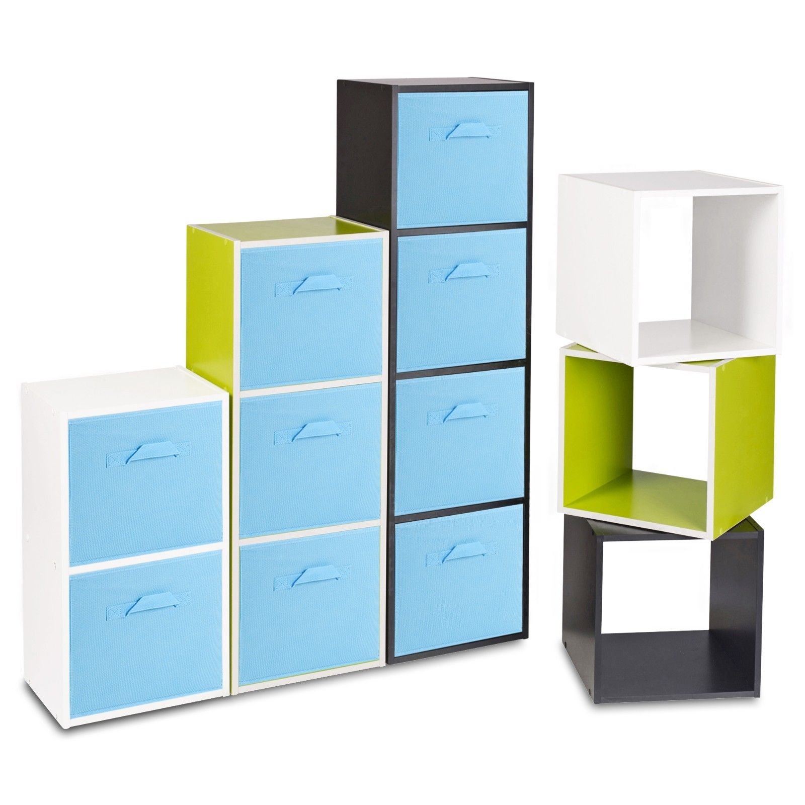 URBNLIVING Black Wooden Storage Cube & Sky Blue Box : Amazon.co.uk ...