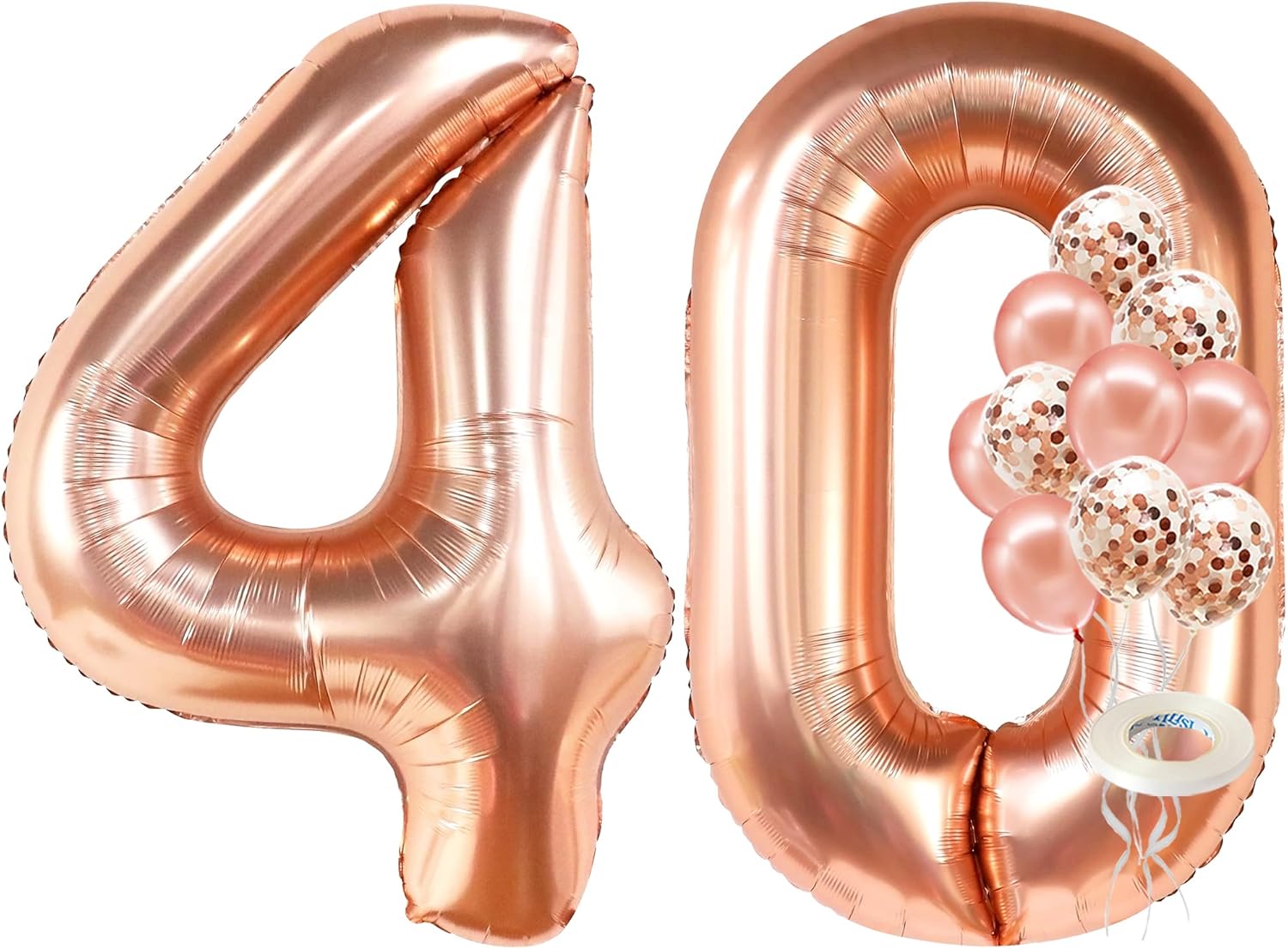 Rose Gold 40th Birthday Balloons for Women - Large 40 Inch, Mylar Foil ...