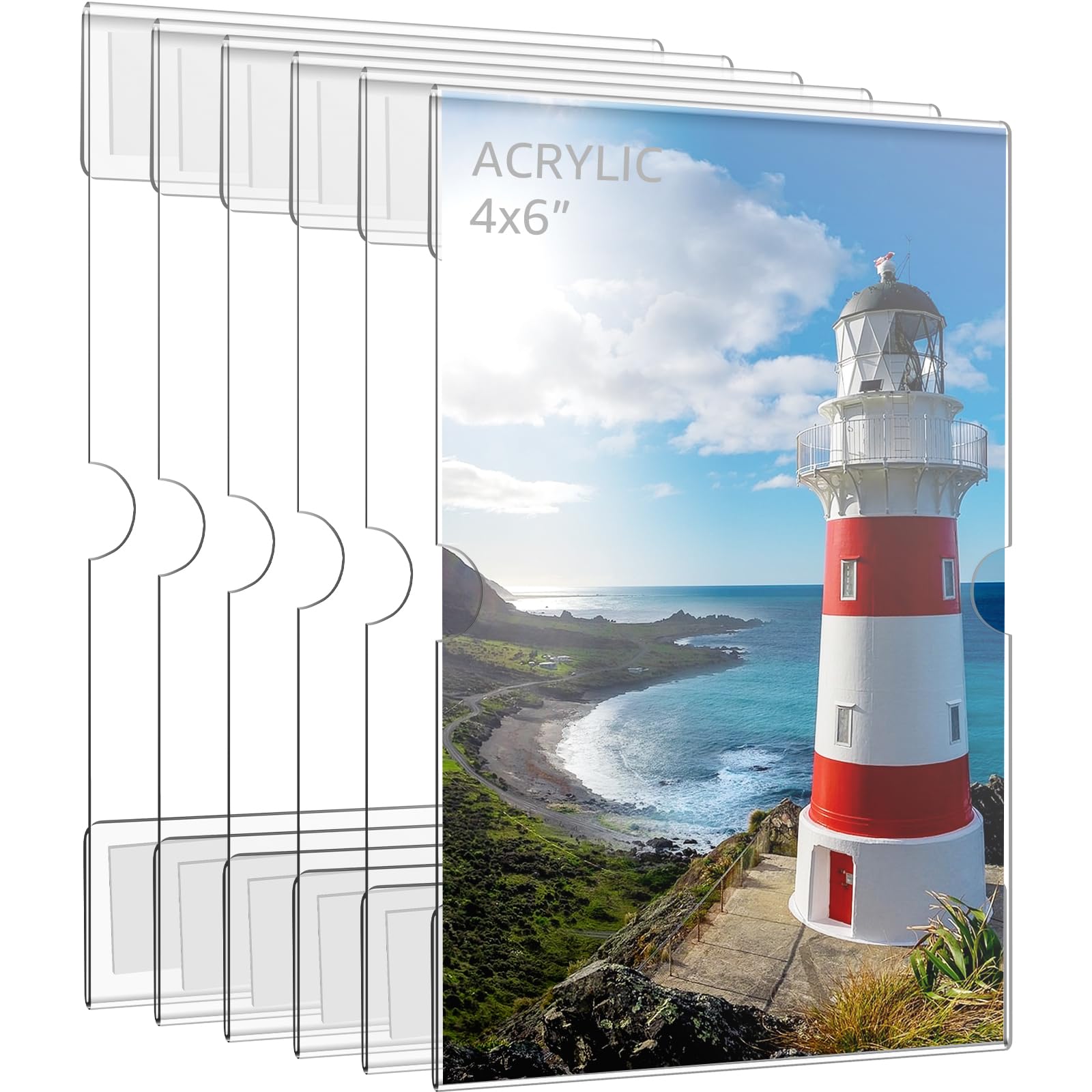 6Pcs Acrylic Picture Frames 4 x 6 inch Clear Photo Frame for Wall Self ...