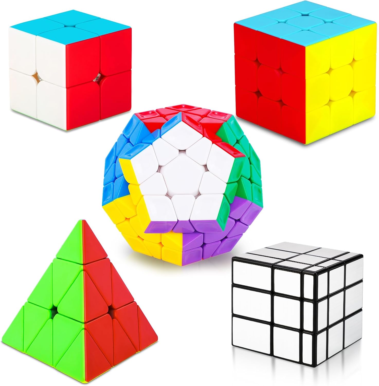 Coolzon Magic Cube Set, Magic Speed Cube Set 2x2 3x3 Pyraminx Triangle ...