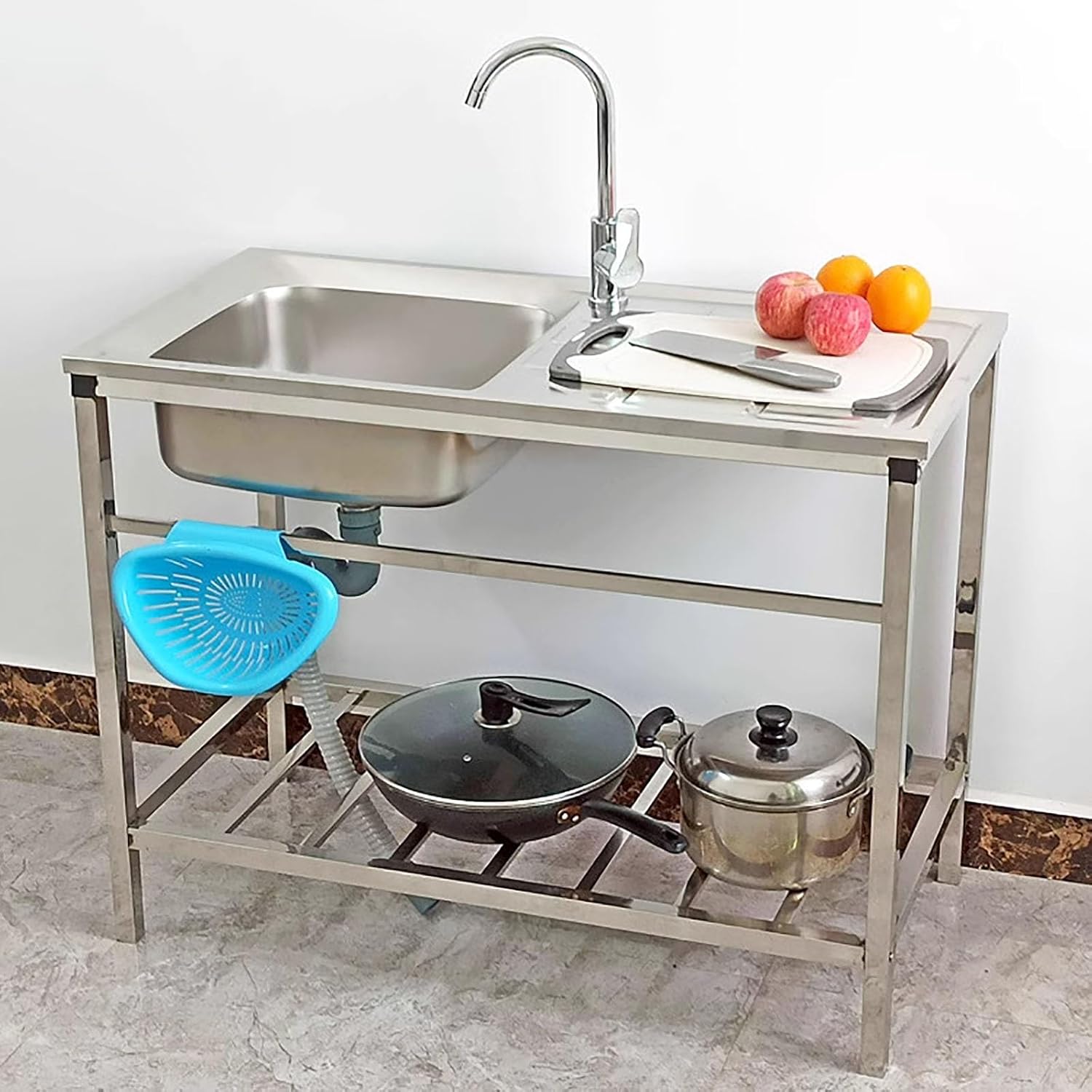 Steel Kitchen Sink, Utility Sink Free Standing Outdoor Sink with Faucet ...