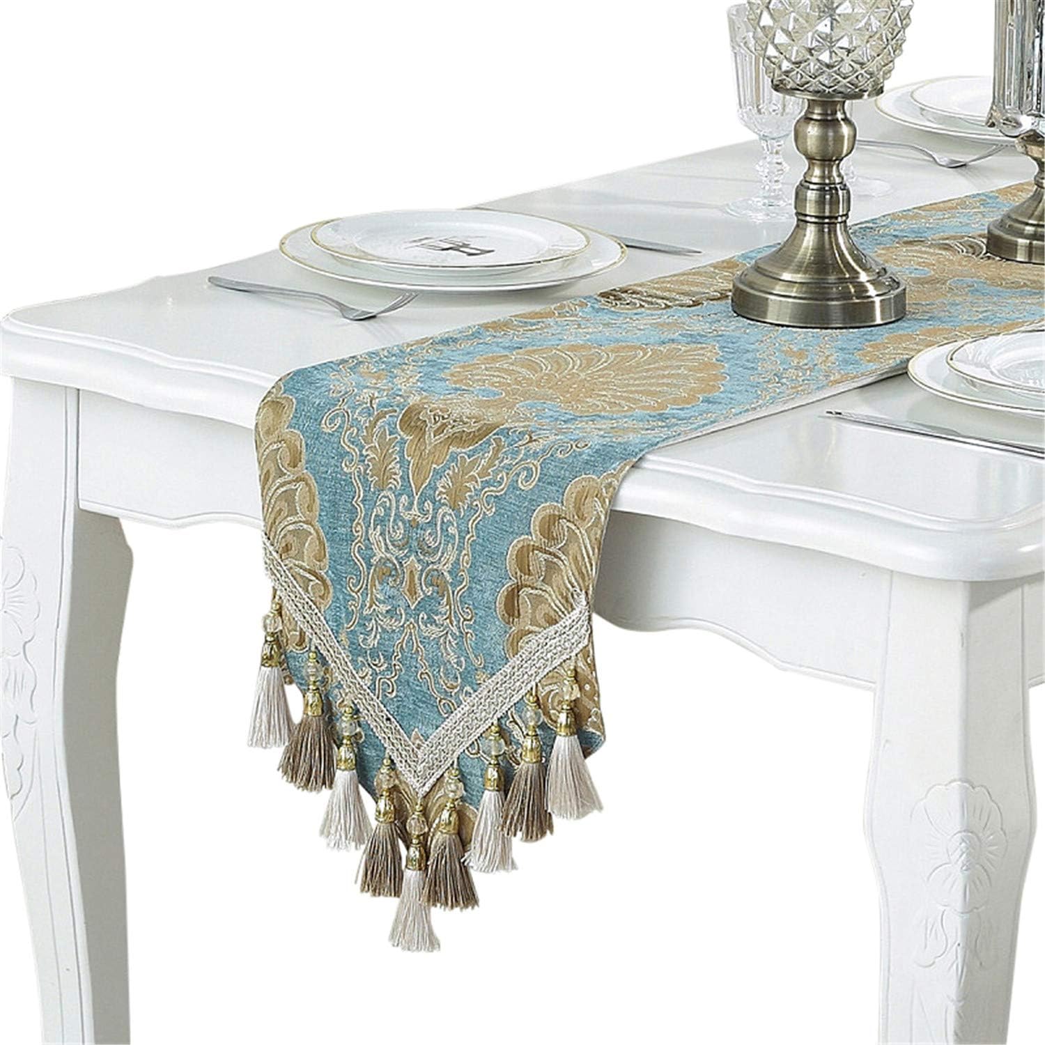 Amazon.com: Embroidery Luxury Table Runner Jacquard Fabric Table Runner ...