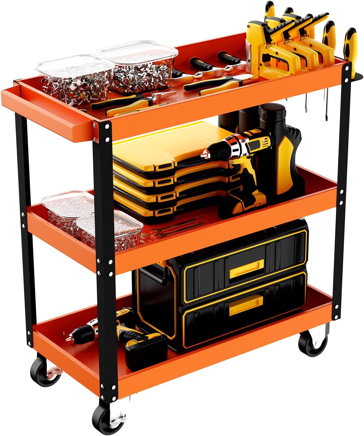 Amazon.com: 3 Tier Rolling Tool Cart - Mechanic Tool Cart with Side ...
