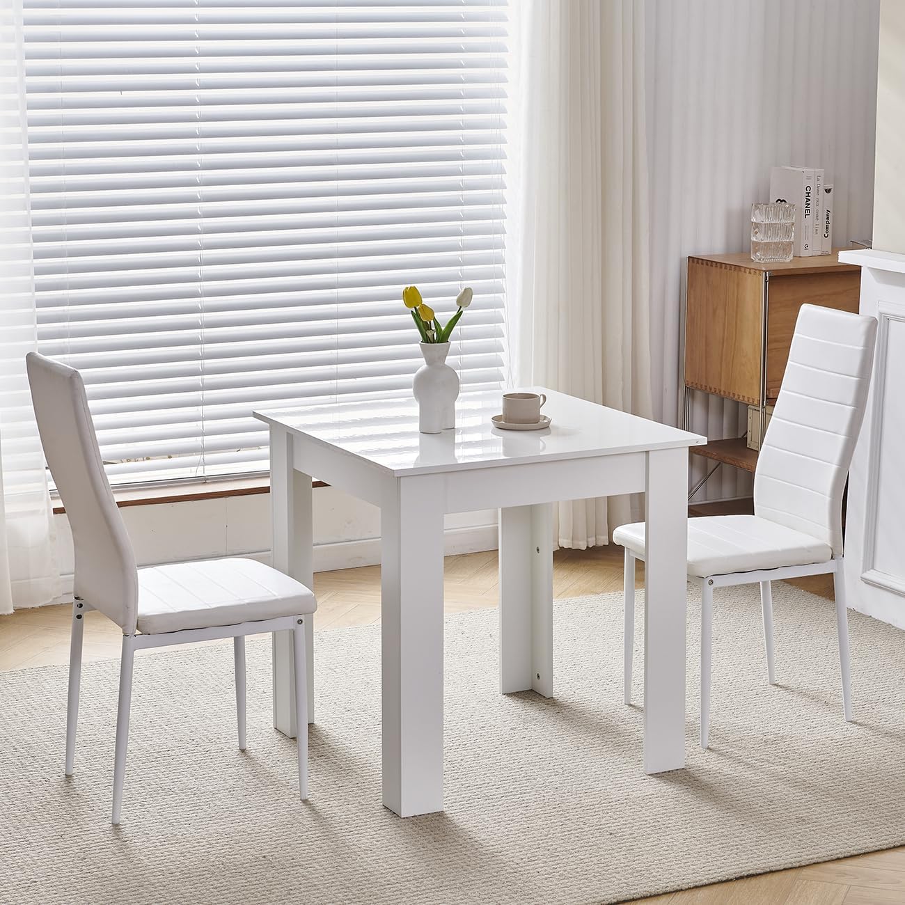 Amazon.com - Square Dining Room Set for 2, 29.5" White Dining Table ...
