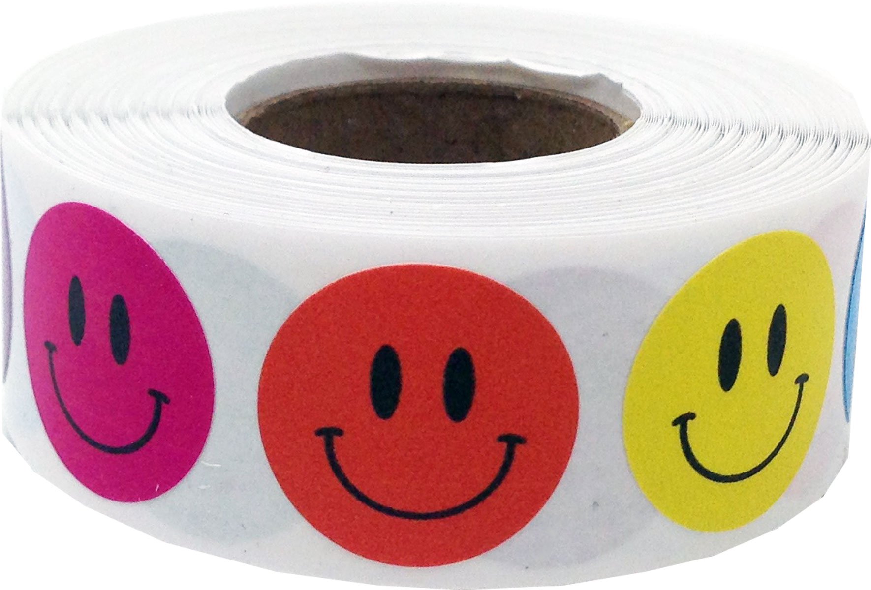 Amazon.com: Multi Colored Happy Face Labels 0.75 Inch 500 Total ...
