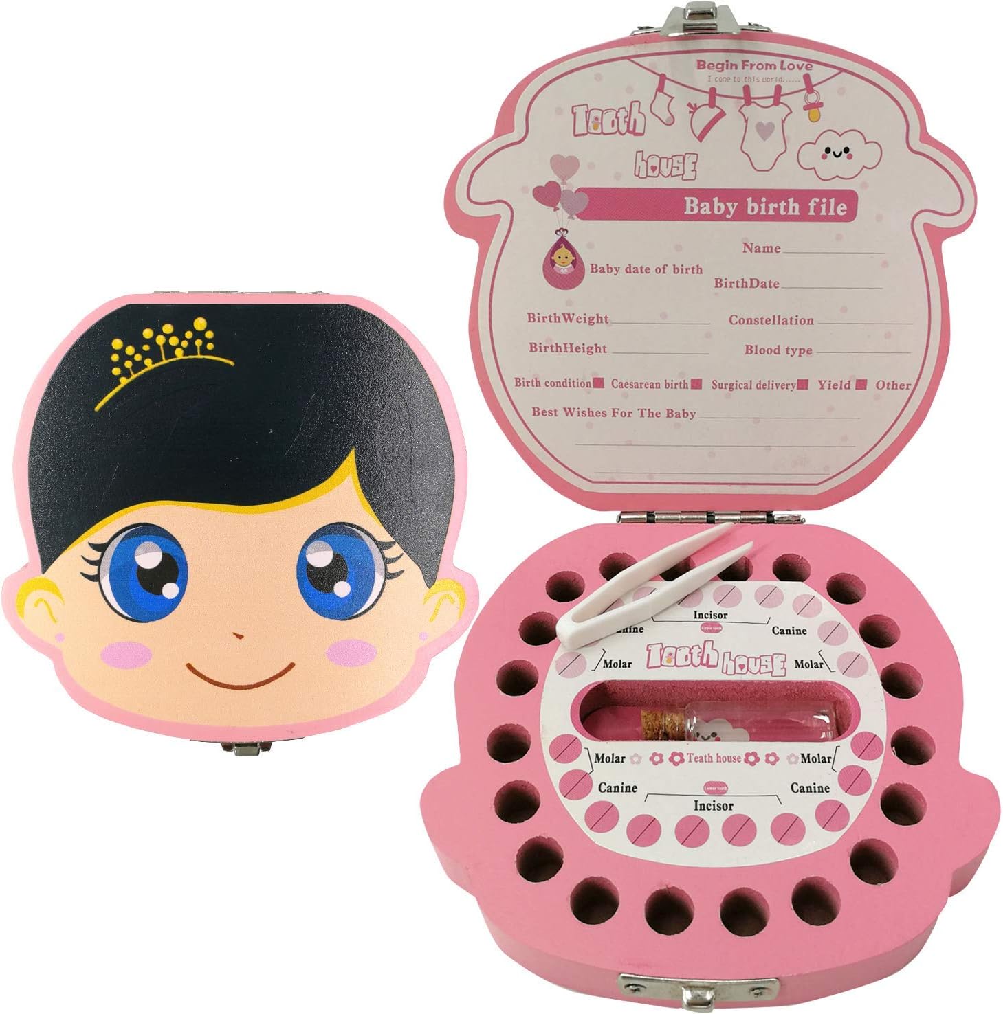 Amazon.com: PAMBO Baby Tooth Fairy Keepsake Box | Child Tooth Saver ...