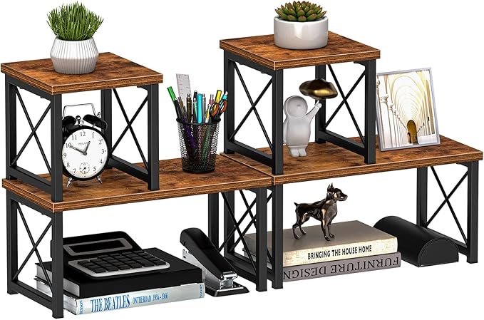 Amazon.com: Honiter 2 Sets Desk Shelf, Desktop Organizer Shelf, 2 Tier ...