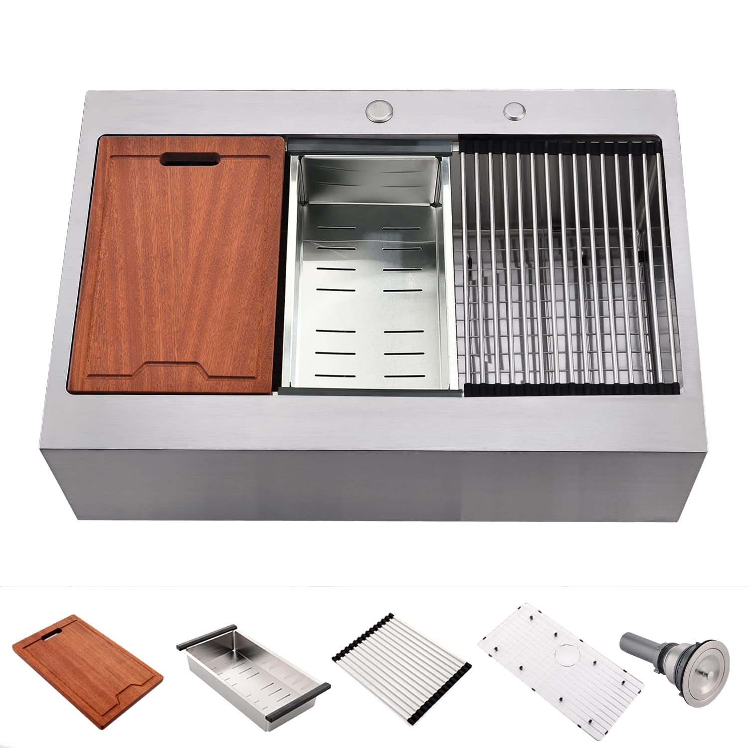 Buy 33 Inch Stainless Steel Workstation Farmhouse Drop In Kitchen Sink