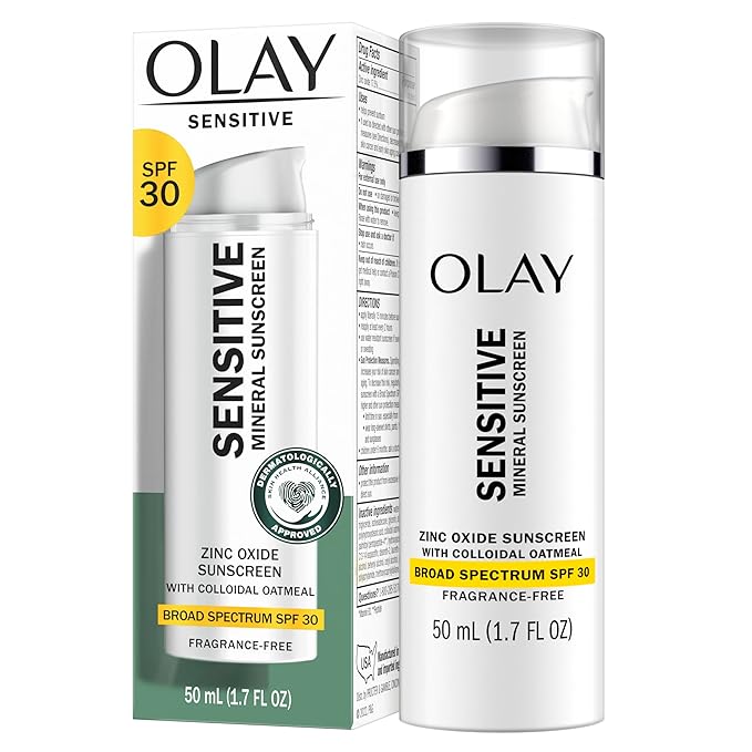 Amazon.com: Olay Sensitive Mineral Sunscreen Zinc Oxide Sunscreen Broad ...