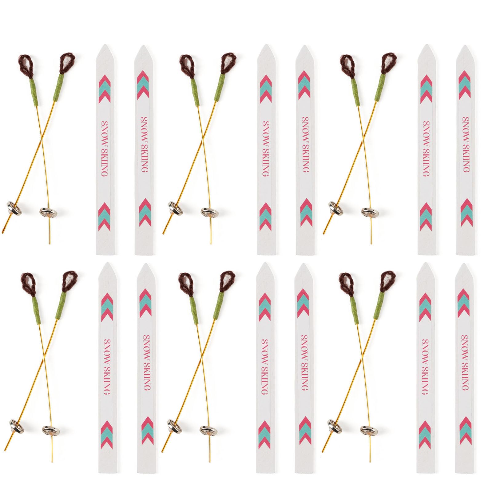 Amazon.com: 6 Sets of Miniature Snow Skis with Poles for Creating ...