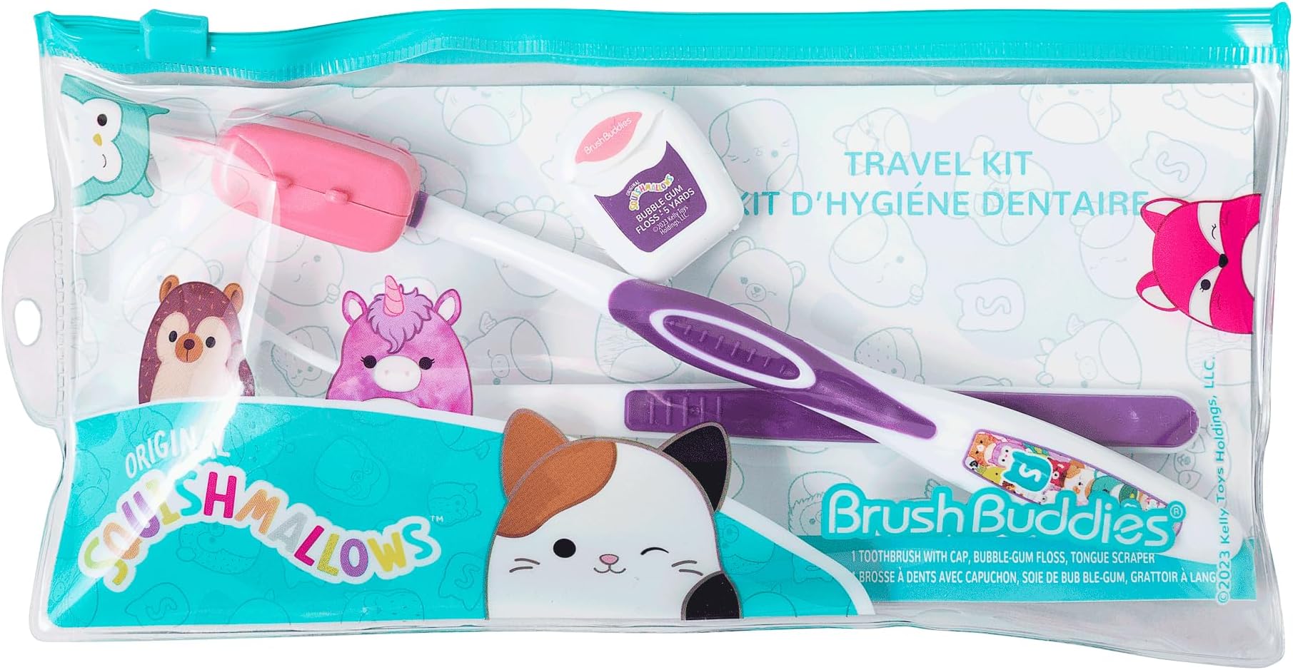 Amazon.com : Brush Buddies Squishmallows Toothbrush Travel Kit, Dental ...