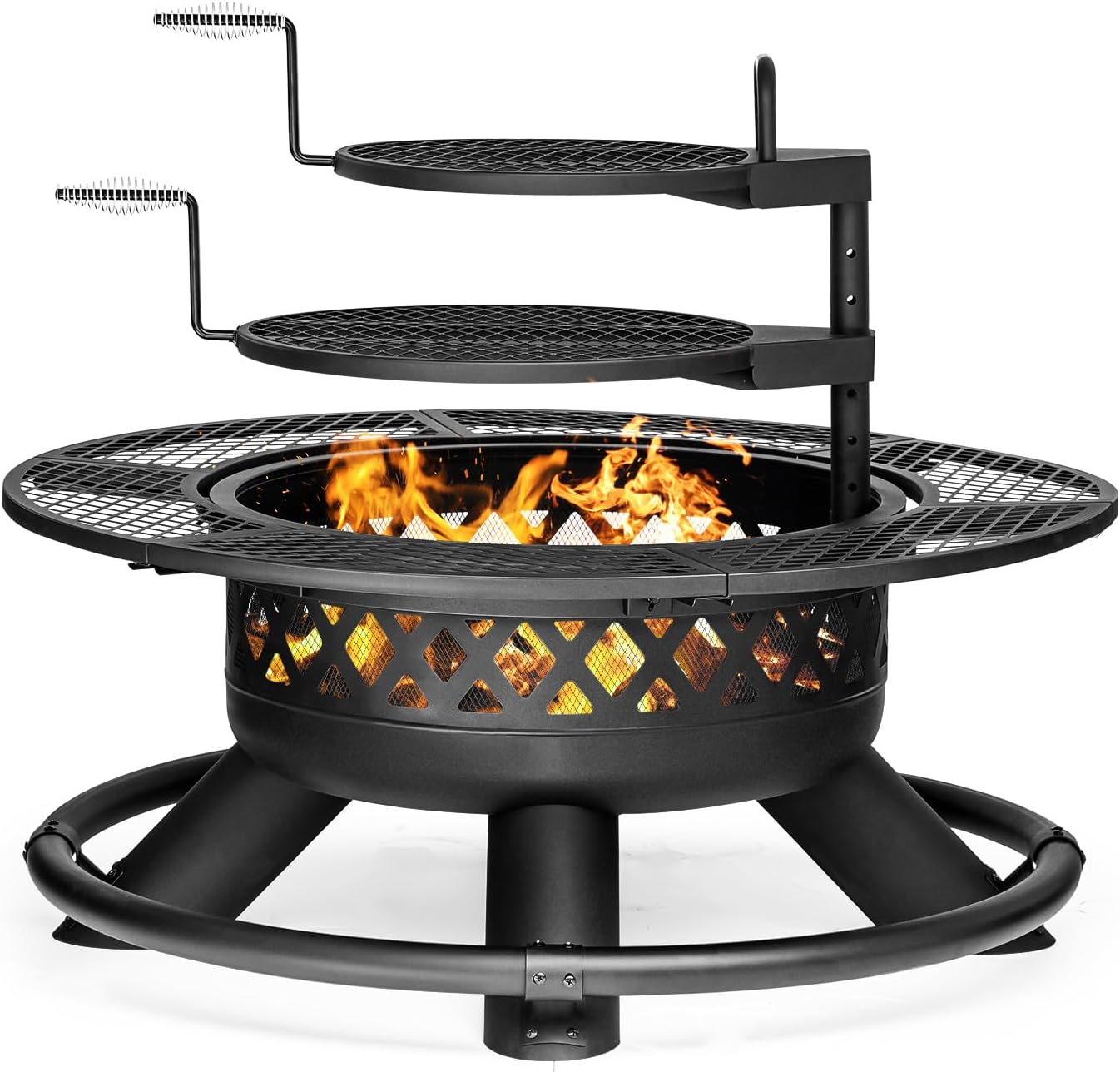 Amazon.com : Panovue 47 Inch Outdoor Wood Burning Fire Pit with 2 ...