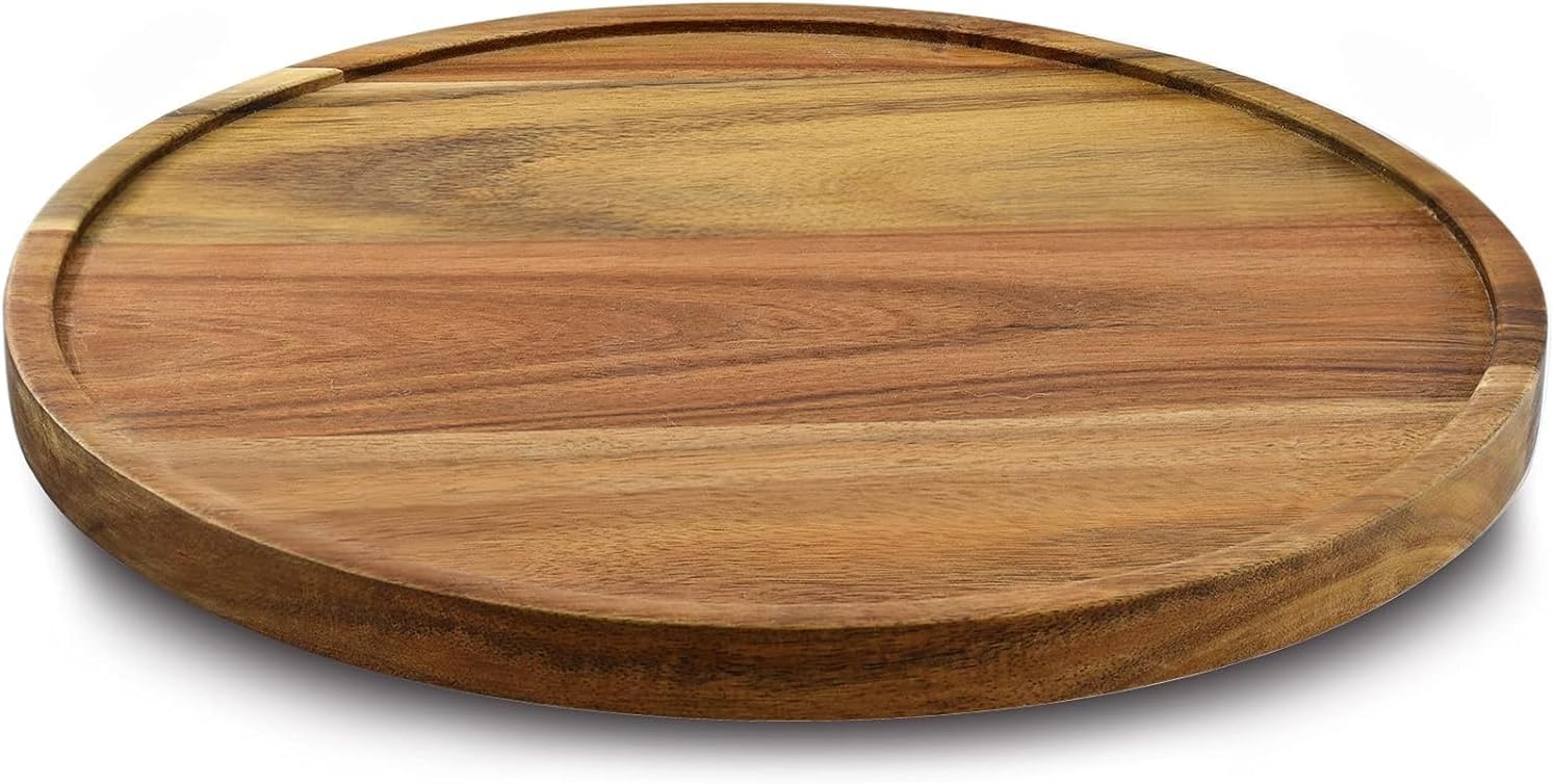 SOLAZA® Solid Hard Wood Lazy Susan in Teak Finish Kitchen Turntable for ...