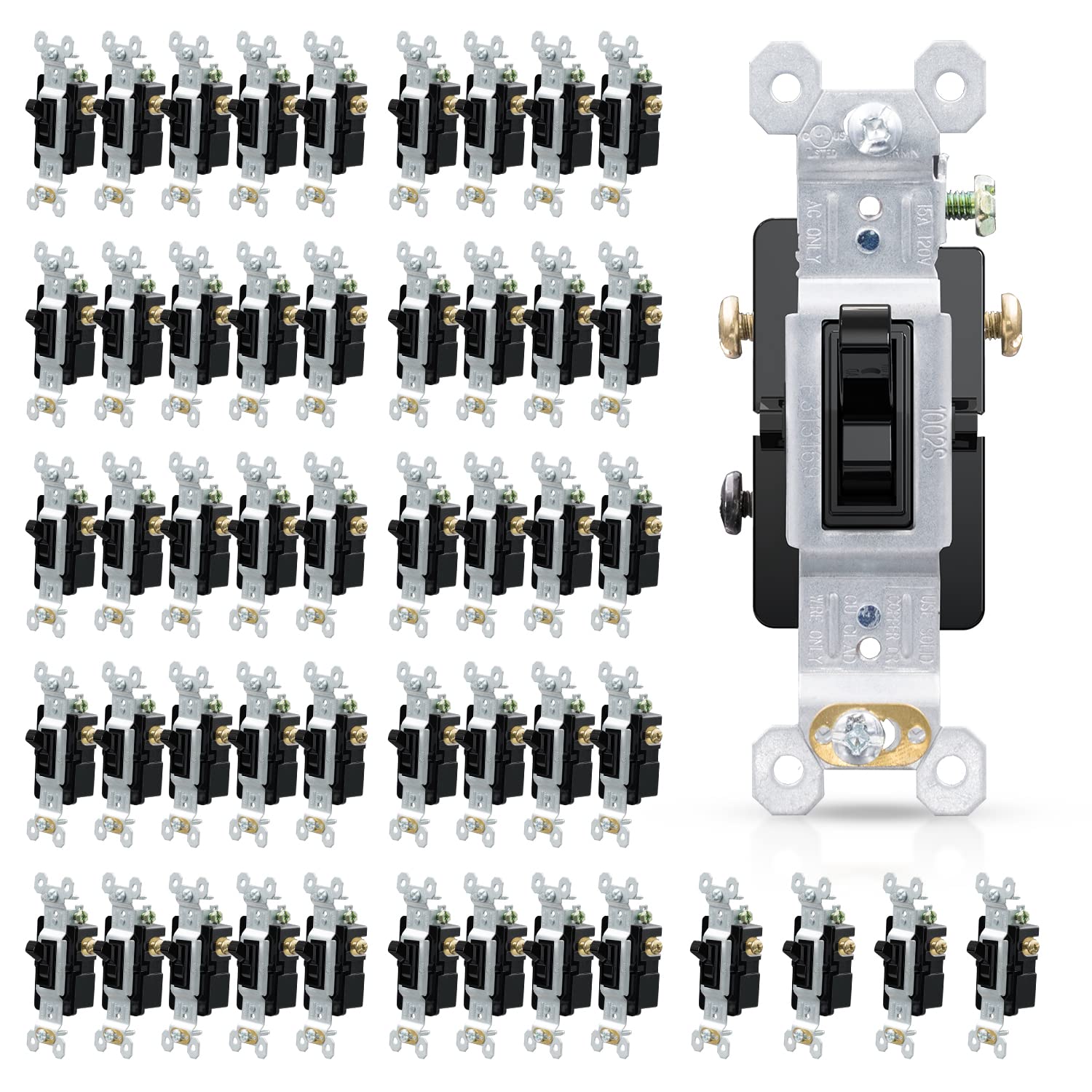 ELEGRP 3 Way Toggle Light Switch, 15 Amp, 120 V, Toggle Framed AC Quiet ...