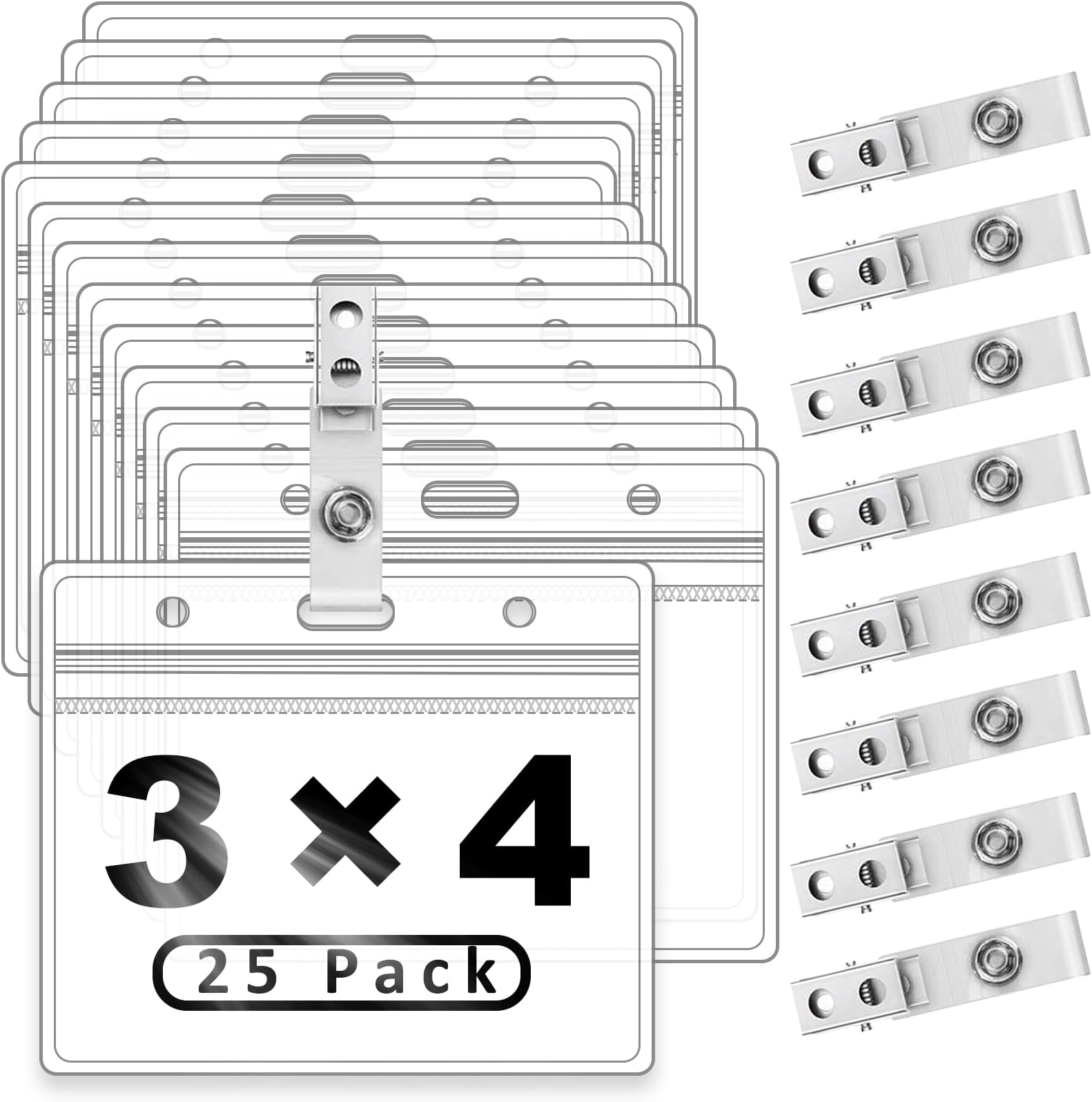 Amazon.com : kioooki 50 Pcs Badge Holders with Clip Extra Thick Clear ...