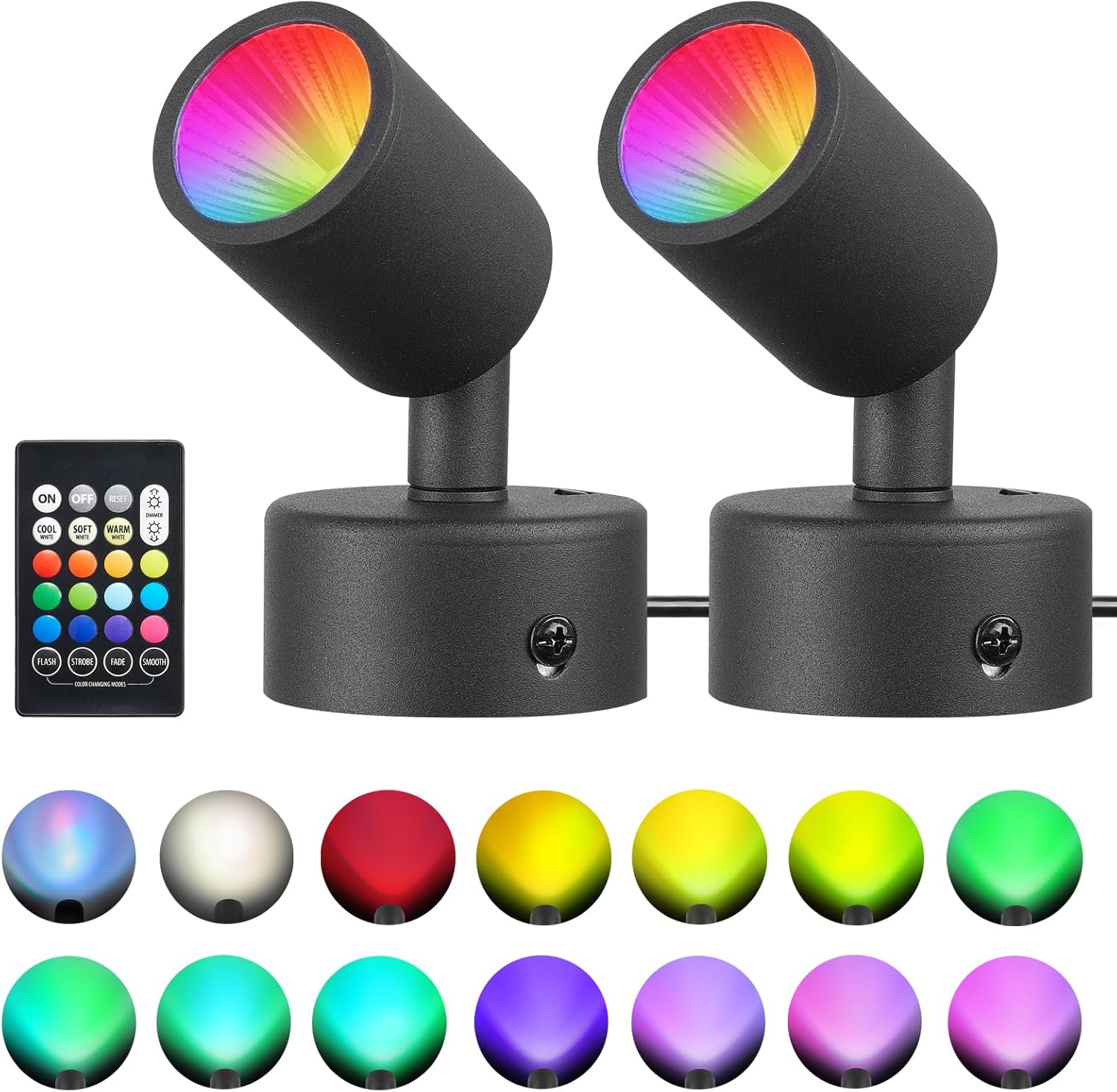 Christmas LED Spot Lights Indoor,5W RGBW 15 Color Changing Uplighting ...