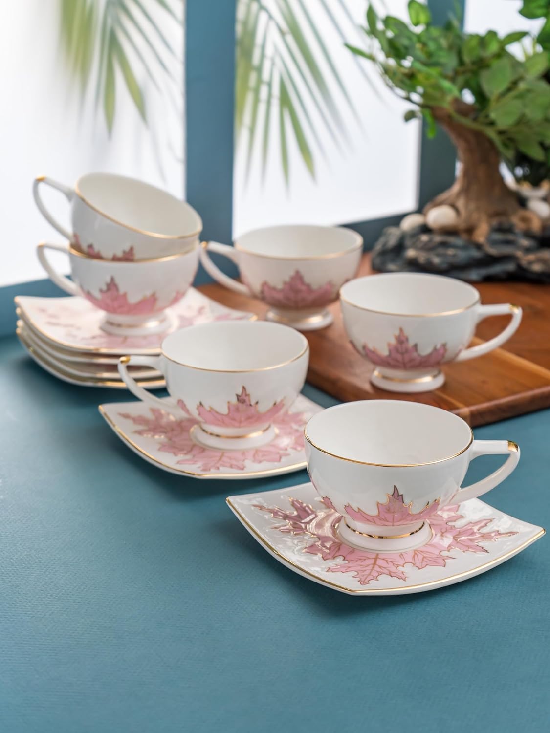 Clay Craft Fine Ceramic Cup & Saucer Set of 12 (6 Cups+6 Saucers) - 180 ...
