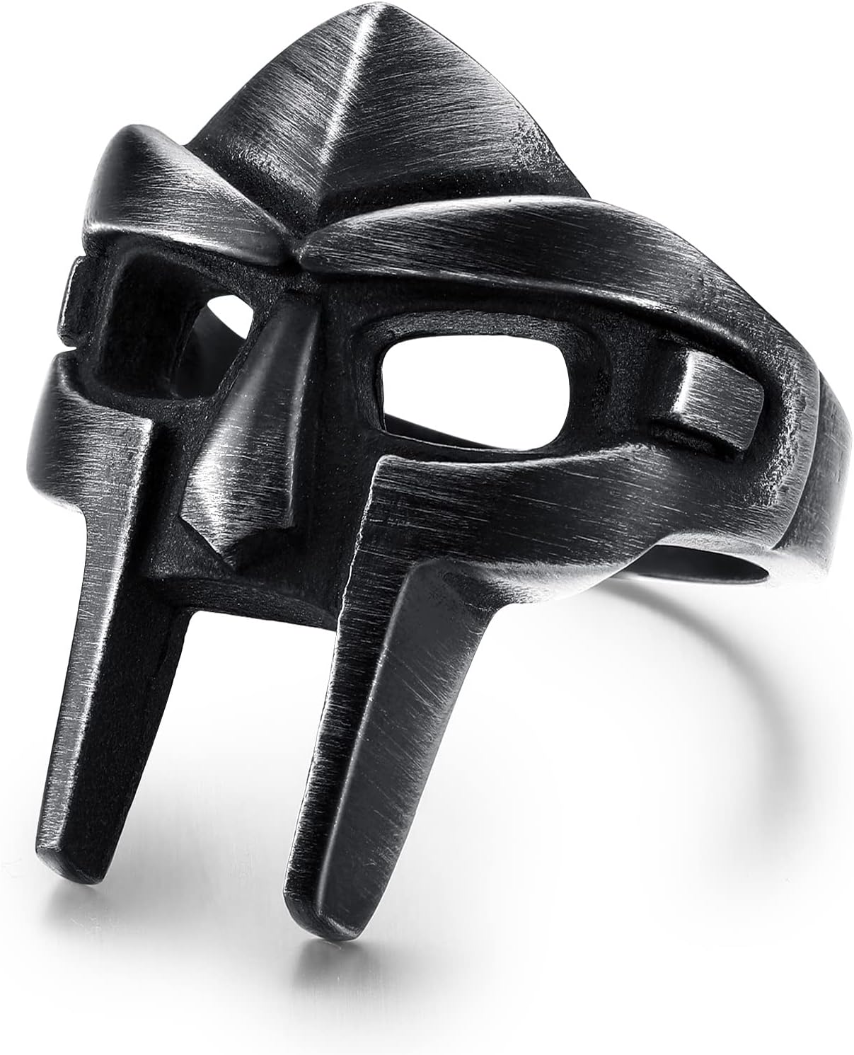 DOOM Mask Ring for Men Gladiator Style Black Titanium Stainless Steel ...