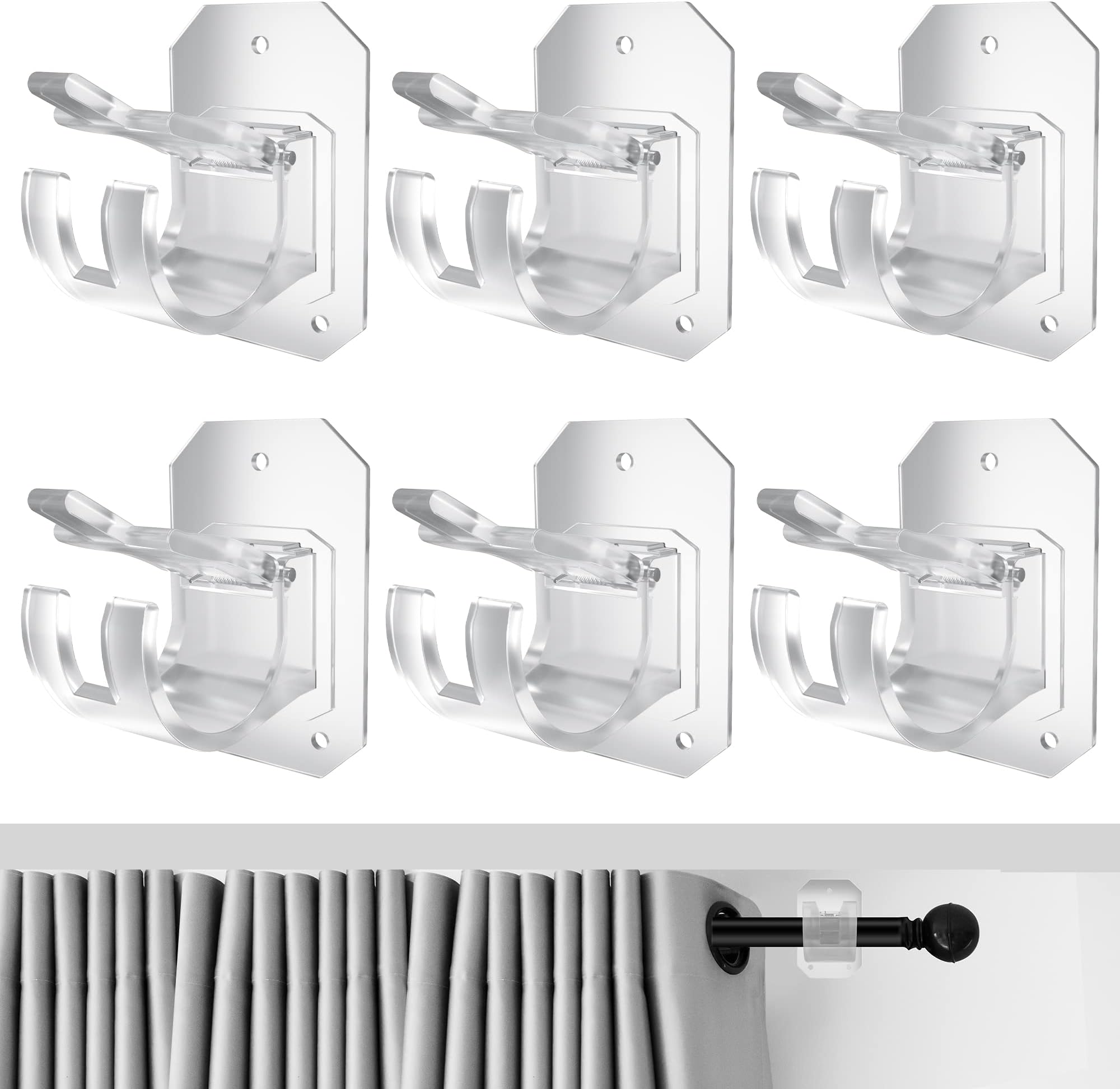 6 Pièces Support Tringle Rideaux sans Percage Adhésif Support de ...