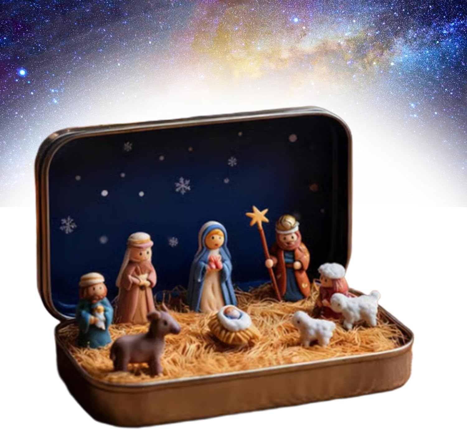 Amazon.com: Mini Nativity in a Tin Box, Mini Christmas Nativity Set in ...