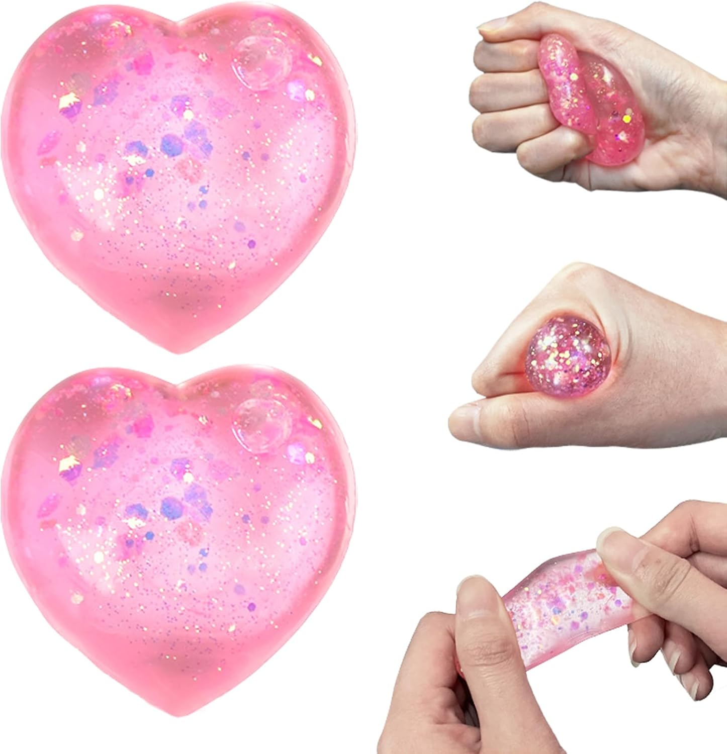 Amazon.com: 2Pcs Heart Stress Balls Sugar Ball for Adults,Slow Rise ...