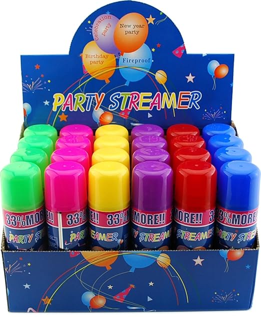Amazon.com: VIP Home Essentials 96 Pack of Party Streamer Spray String ...