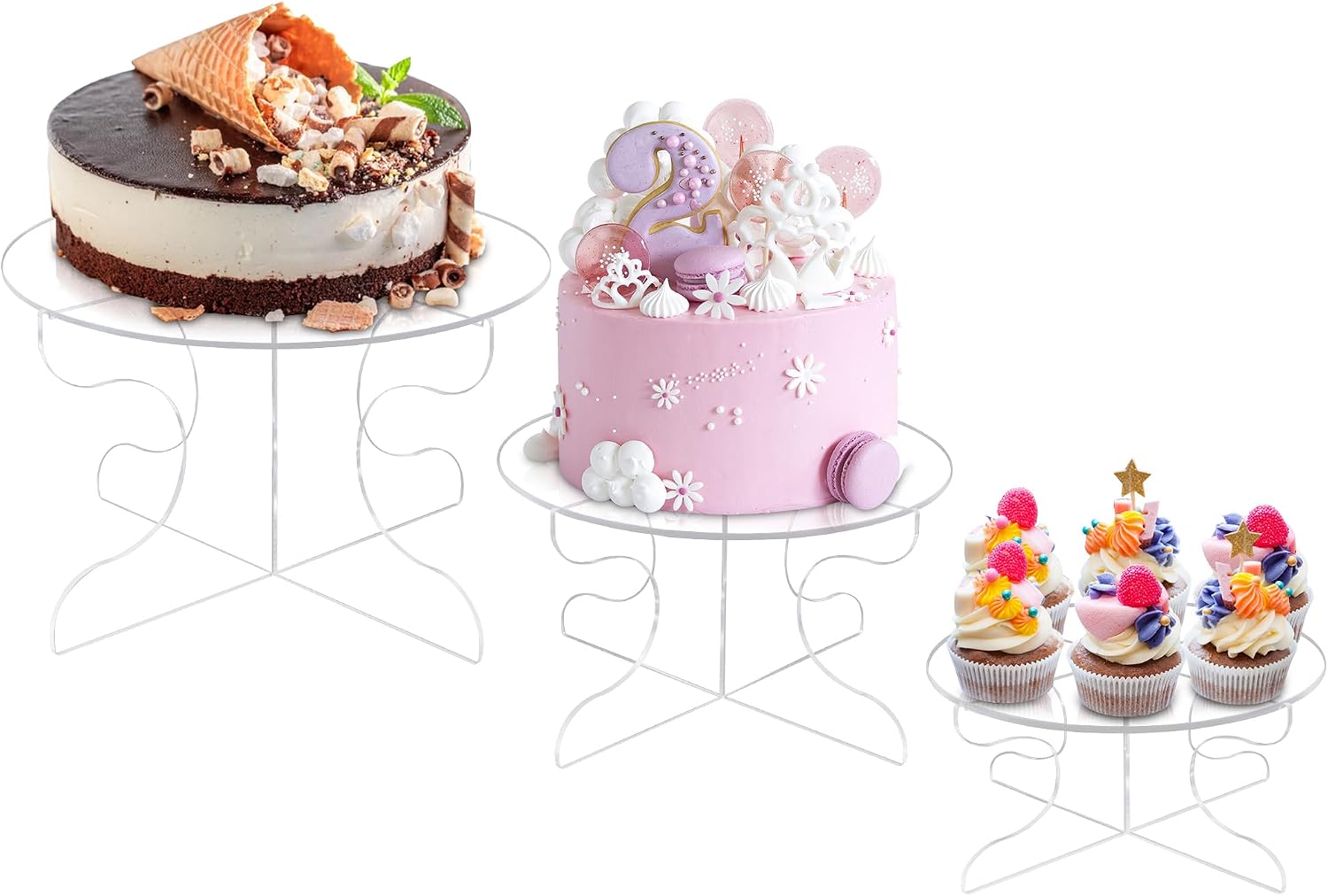 Amazon.com | Cake Stand, 3 Sets Clear Cake Stands for Party, Cake ...