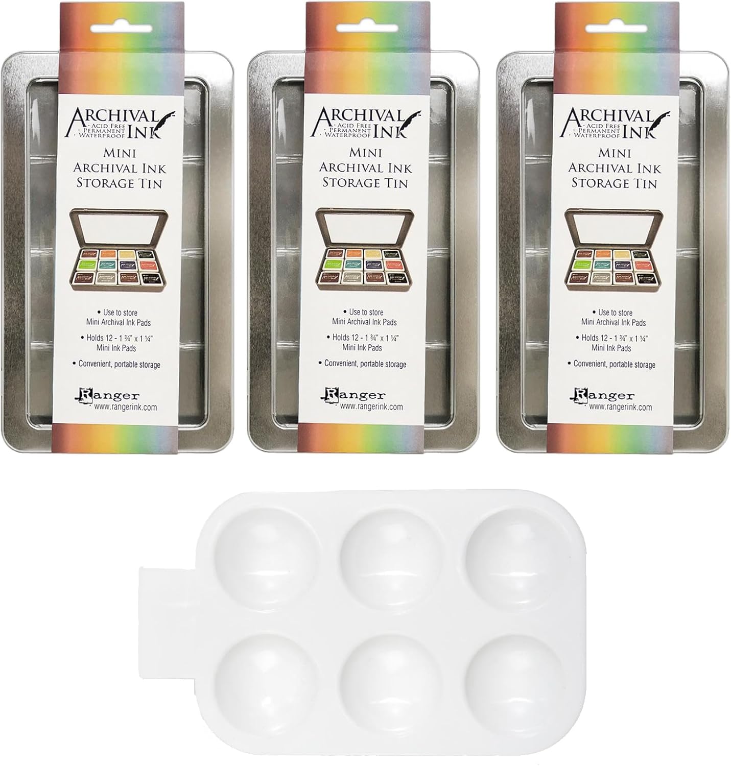 Amazon.com: Ranger Mini Archival Ink Storage Tin (3 Pack) Bundle with ...