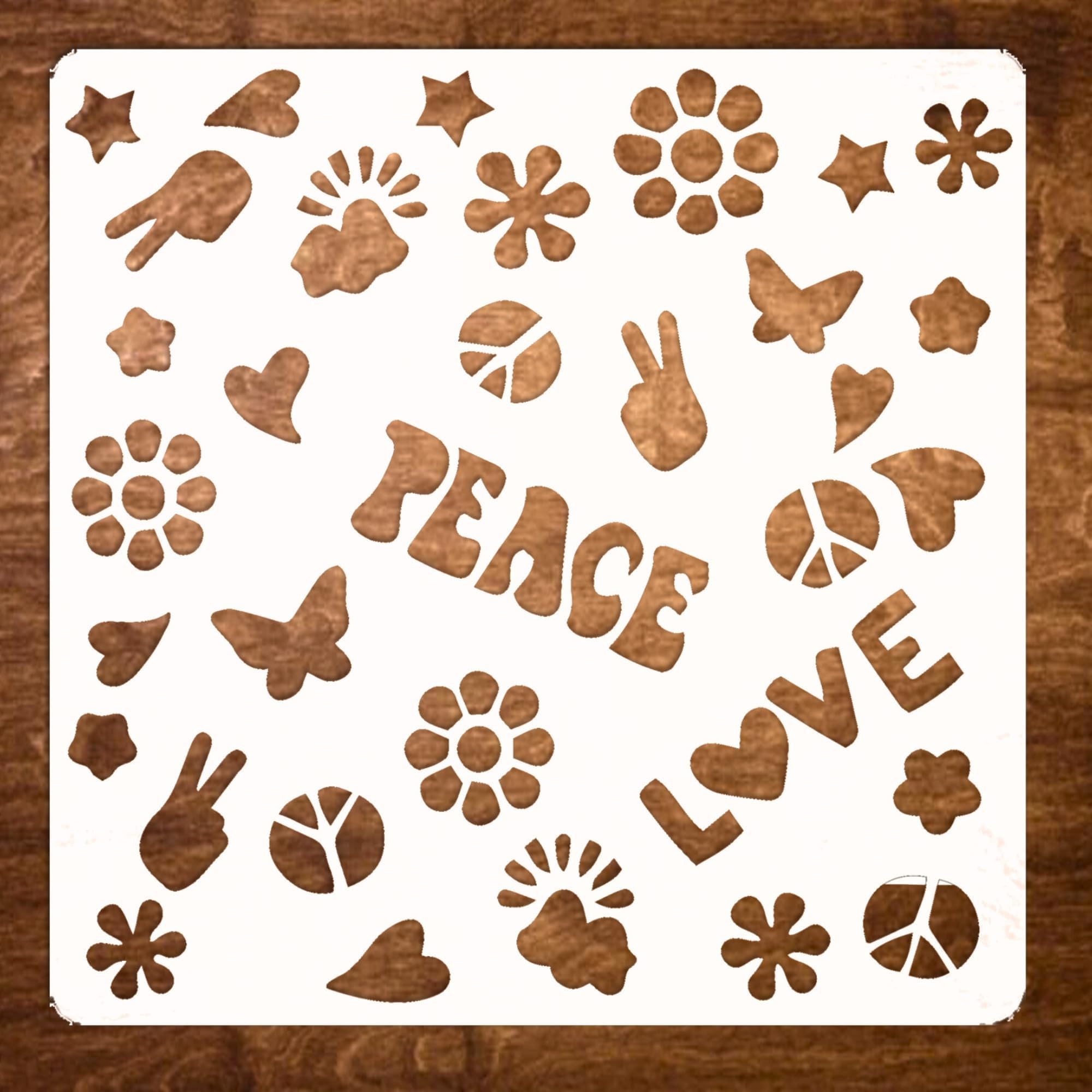 Amazon.com : Peace Sign Stencil - Hippie Stencil, Peace Sign Print ...