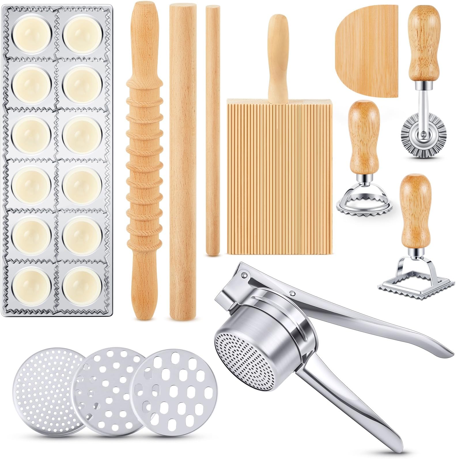 Amazon.com: Tioncy 10 Pcs Pasta Making Tool Set Include Ravioli Maker ...