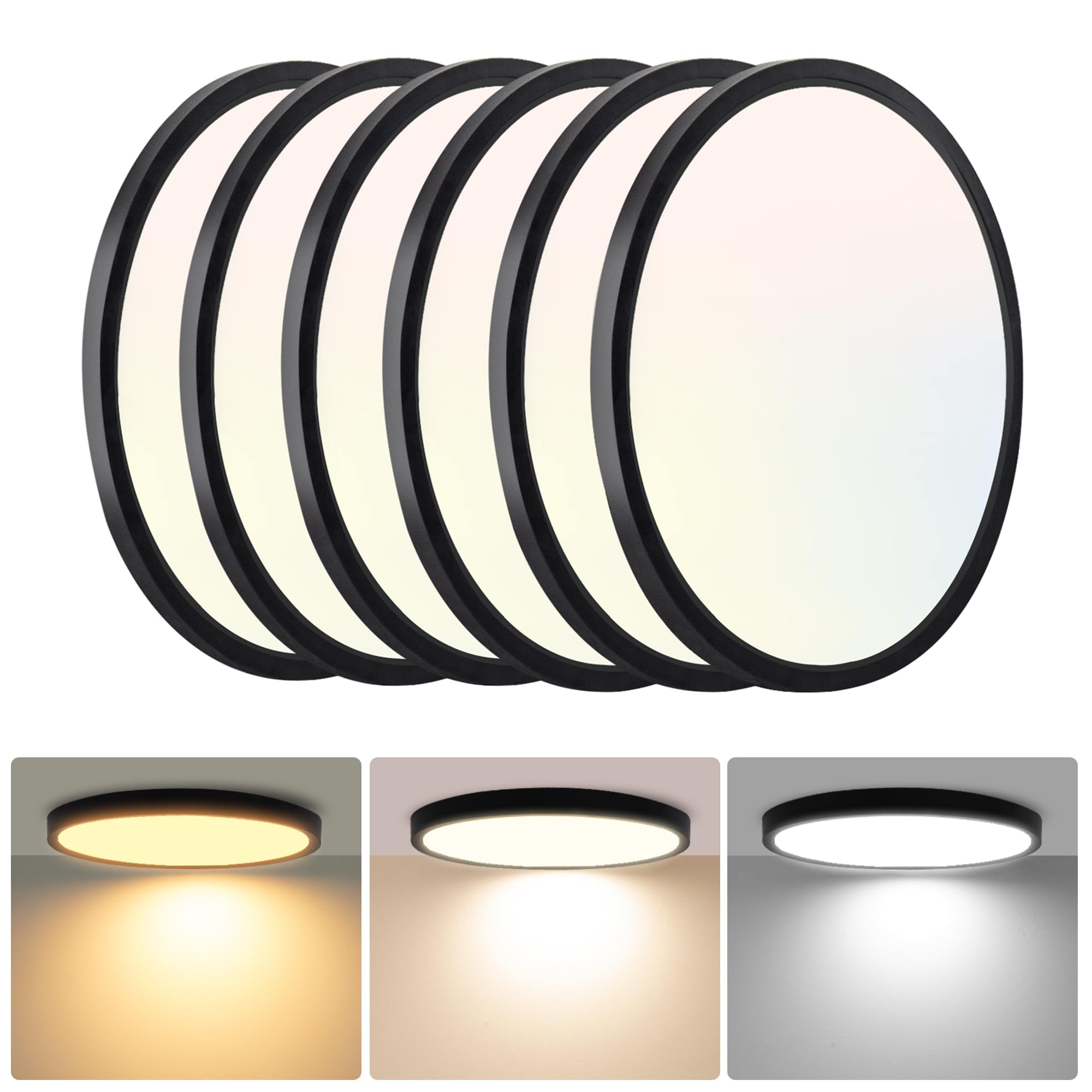 Hlite 6pack 9 Inch Flush Mount LED Ceiling Light Fixture,18W 1800LM ...