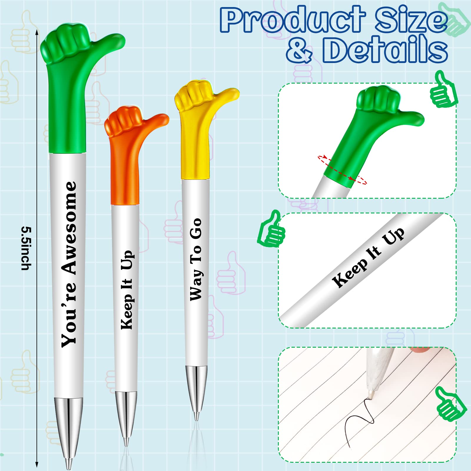 Snapklik.com : 90 Pieces Inspirational Quotes Thumbs Up Pens Thank You ...