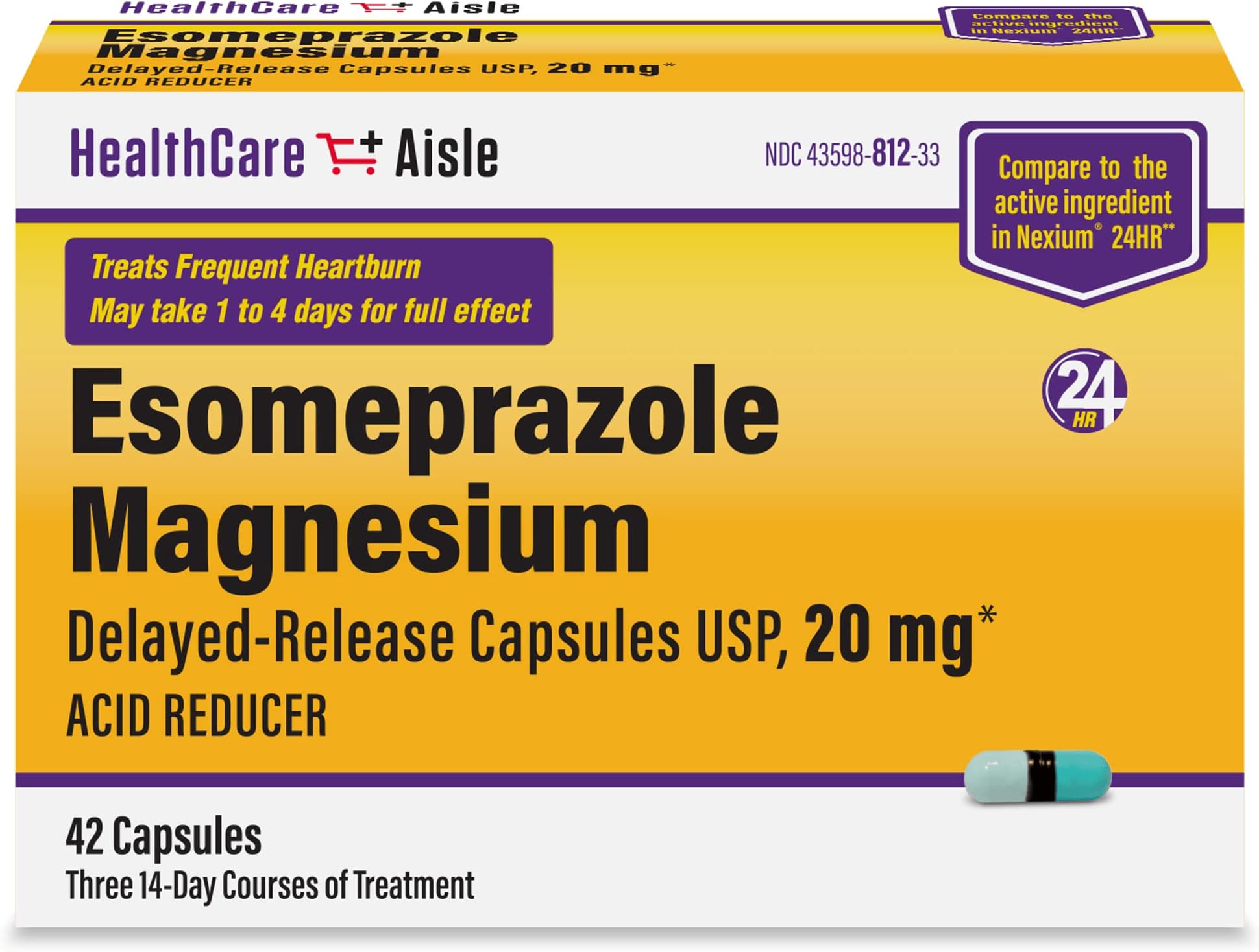 Amazon.com: HealthCareAisle Esomeprazole Magnesium 20 mg – 42 Delayed ...