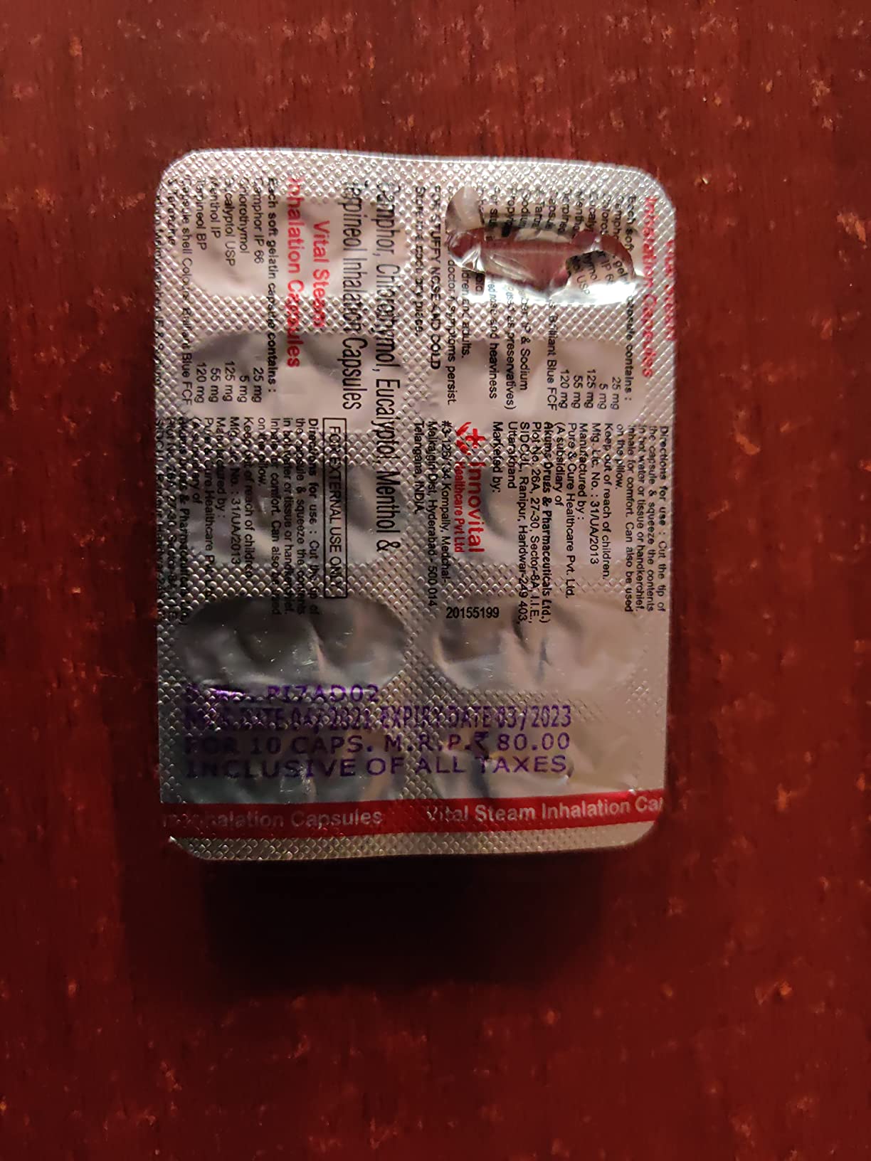 Buy Innovital Health care Vital Steam Inhalation Capsules Nasal ...